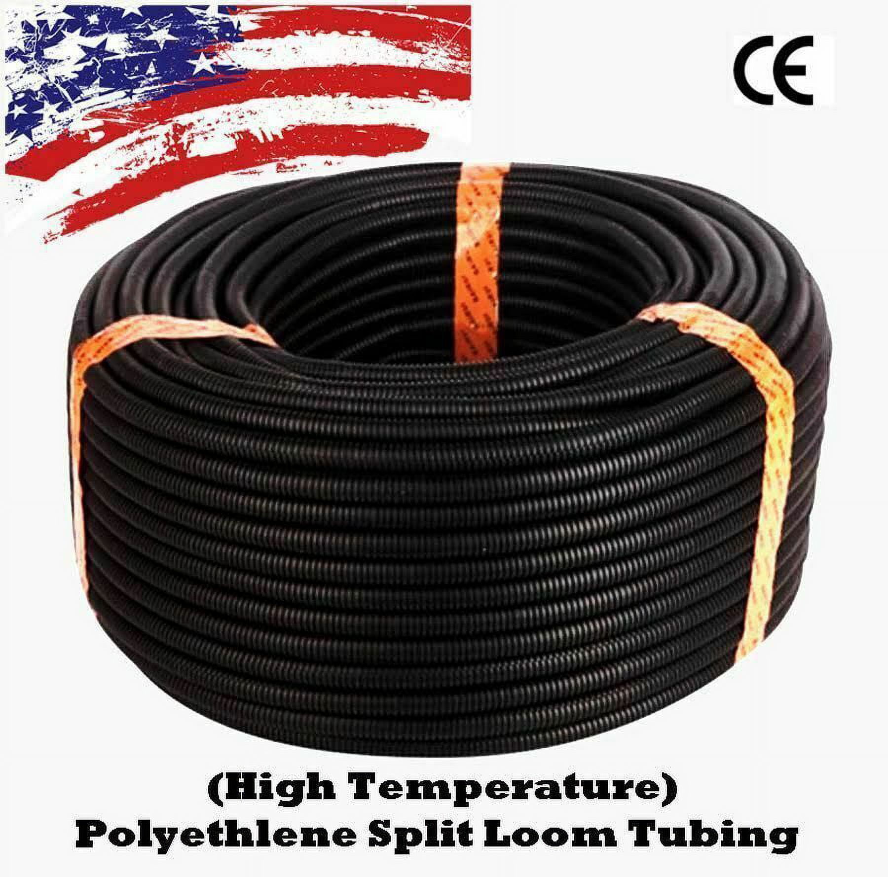 25 Ft 1" Split Wire Loom Conduit Polyethylene Tubing Black Color Sleeve ...