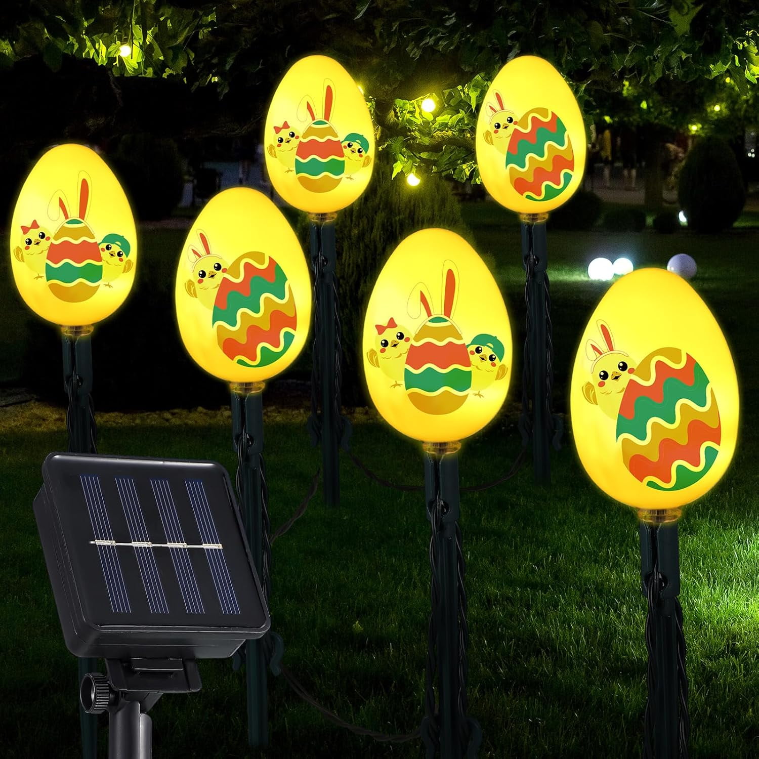 25 Ft 20 Led Solar Easter Stake Lights Easter Decorations,8 Modes Solar ...