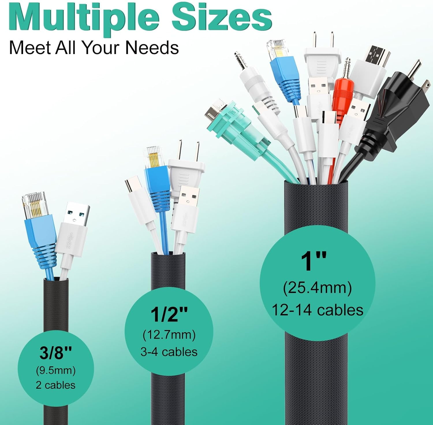 25 Ft Dog & Cat Cord Protector, 1/2" Flexible Cable Sleeve, Pet-Proof ...