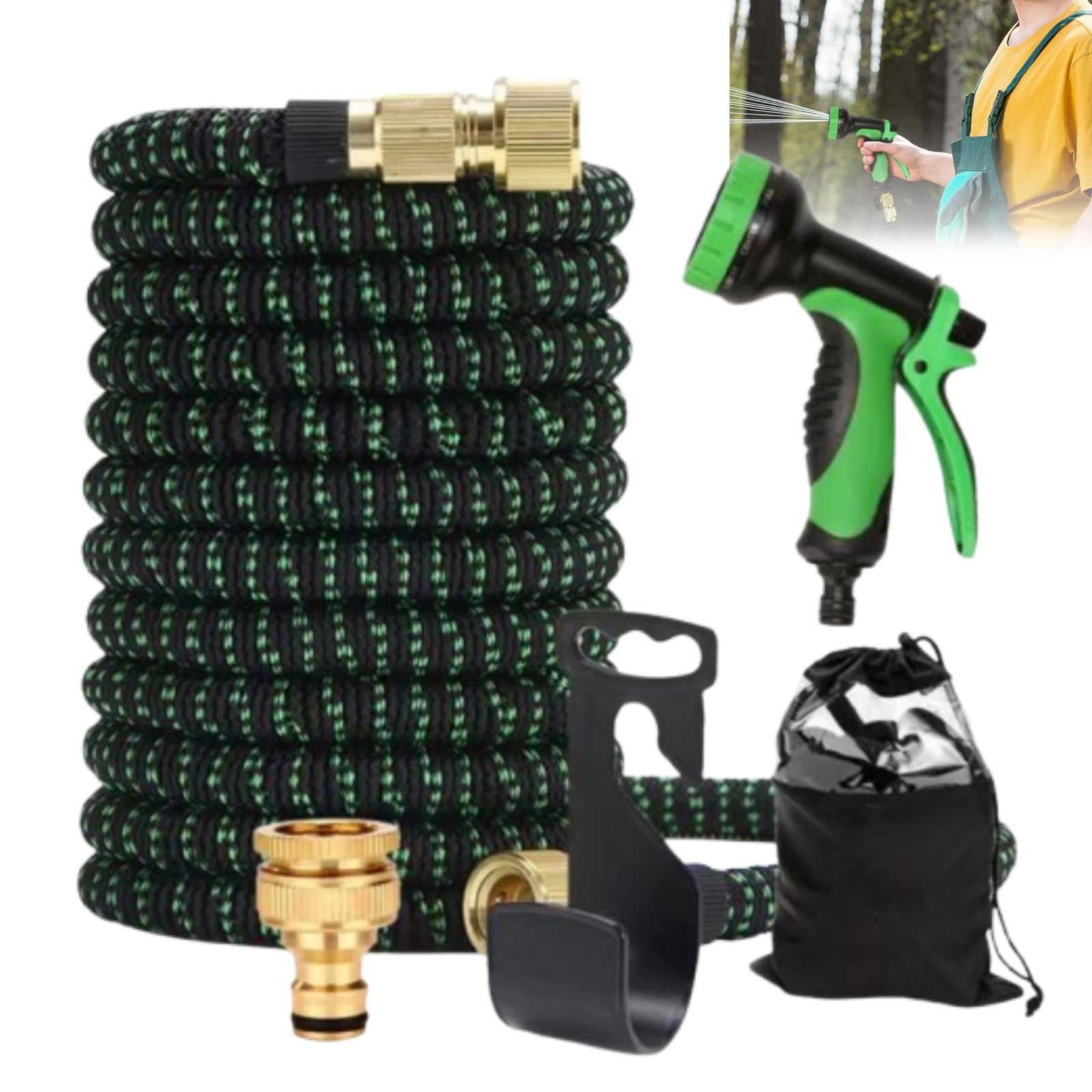 25 Ft Expandable Garden Hose with Holder - Heavy Duty Superior Strength ...