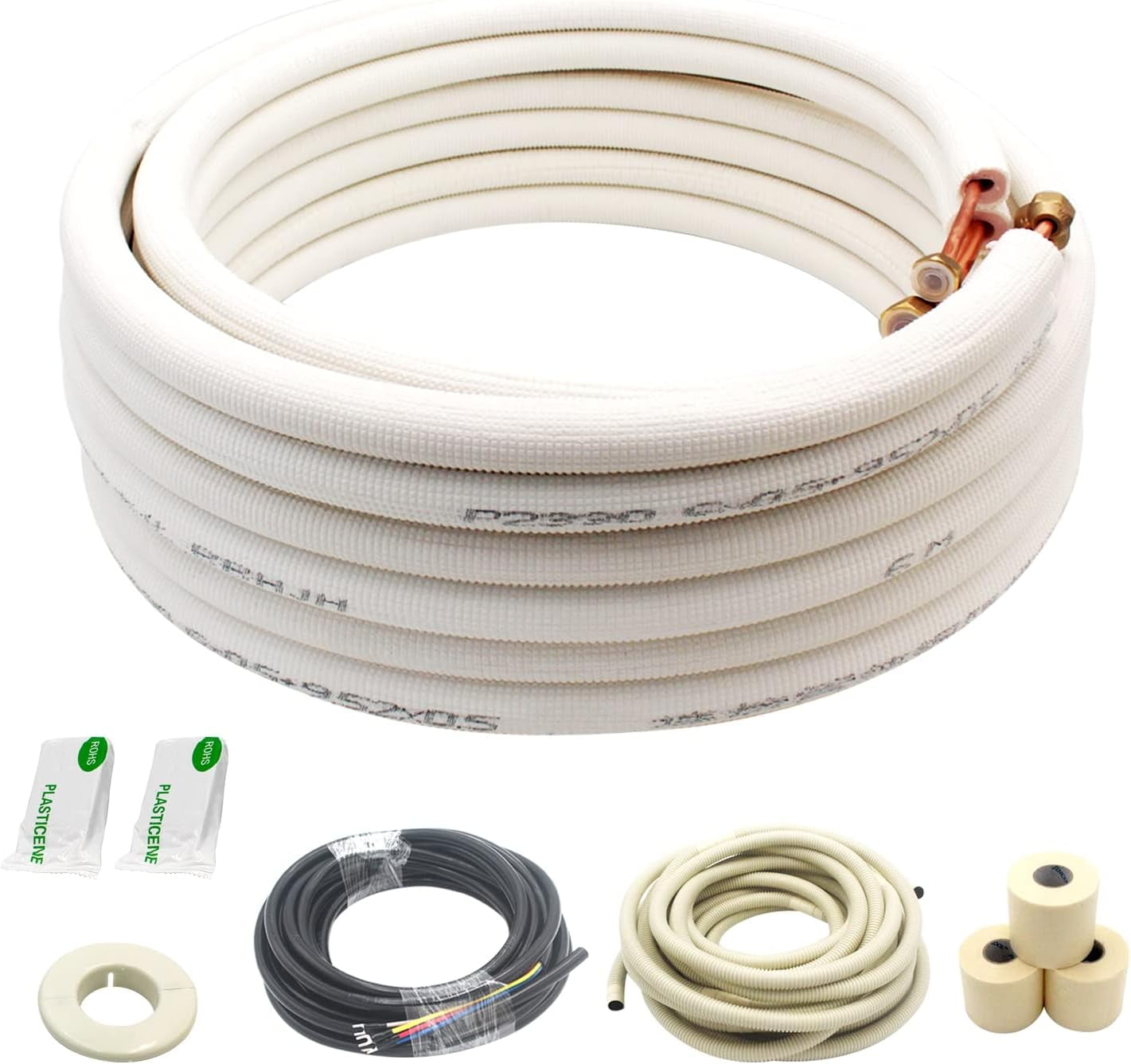 25 Ft Mini Split Line Set.Air Conditioner Copper Tubing Pipes Extension ...