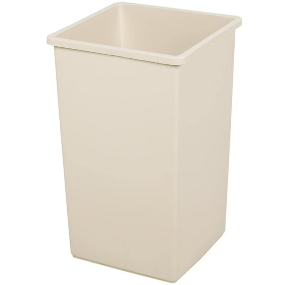25 Gallon Beige Square Trash Can, Plastic, 25 Gallon Capacity ...