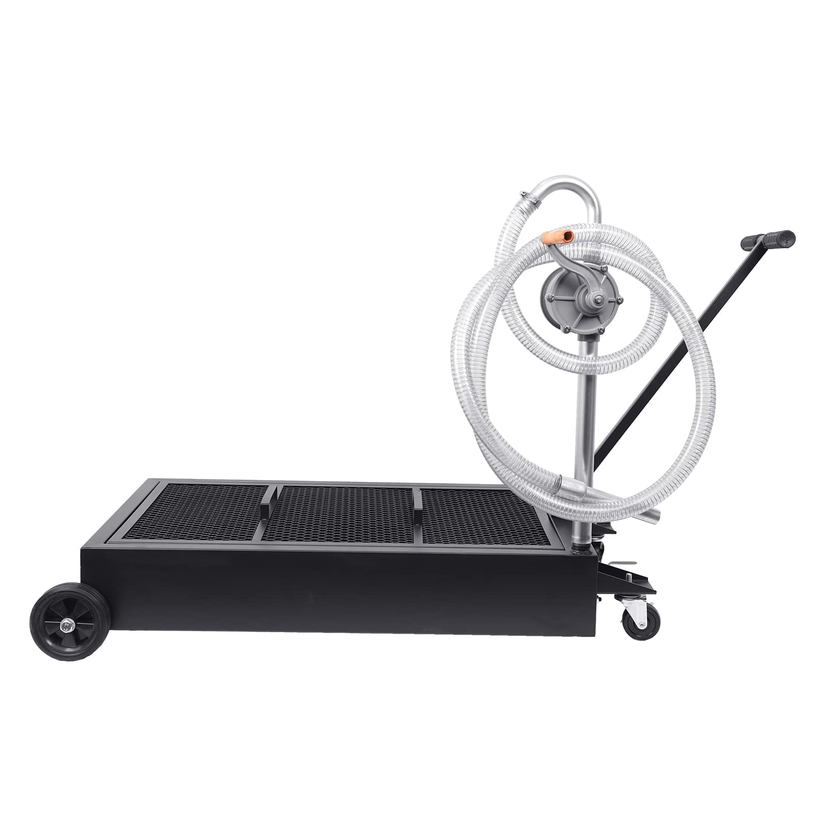 25 Gallon Oil Drain Pan, Low Profile Oil Drain Pan with 7.2ft Hose ...