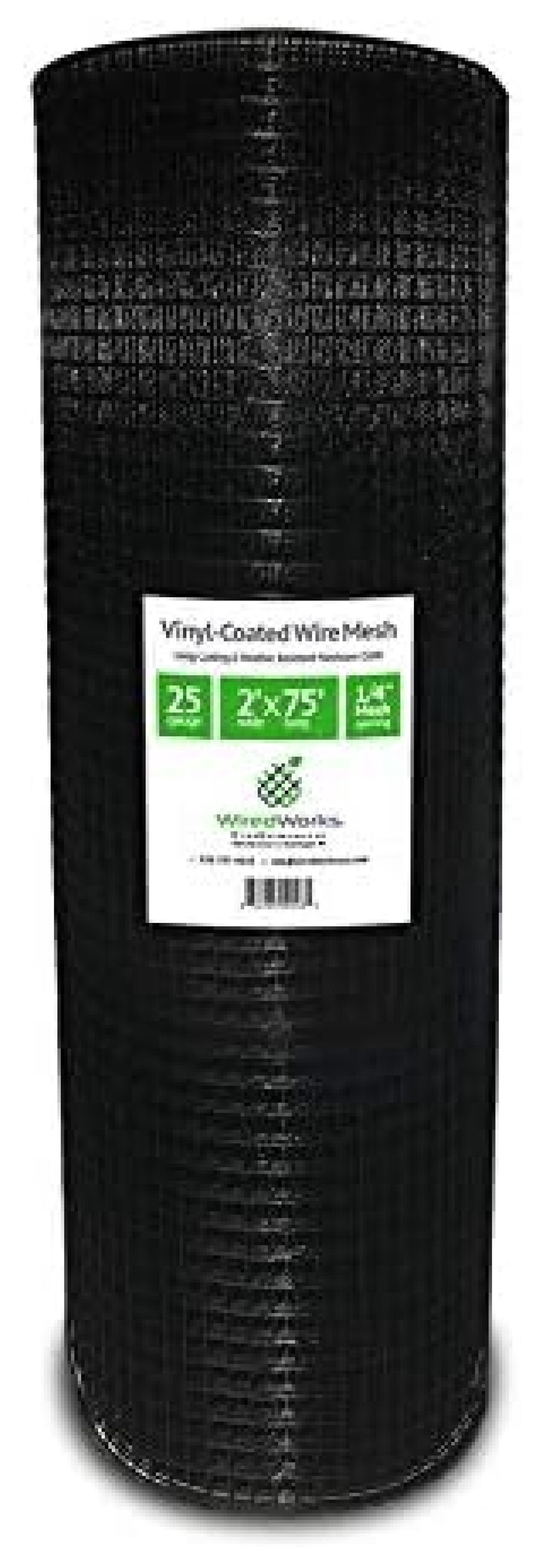 25 Gauge Vinyl Coated Wire Mesh Roll, Cloth (75' x 2' x 1/4" 25 Gauge ...