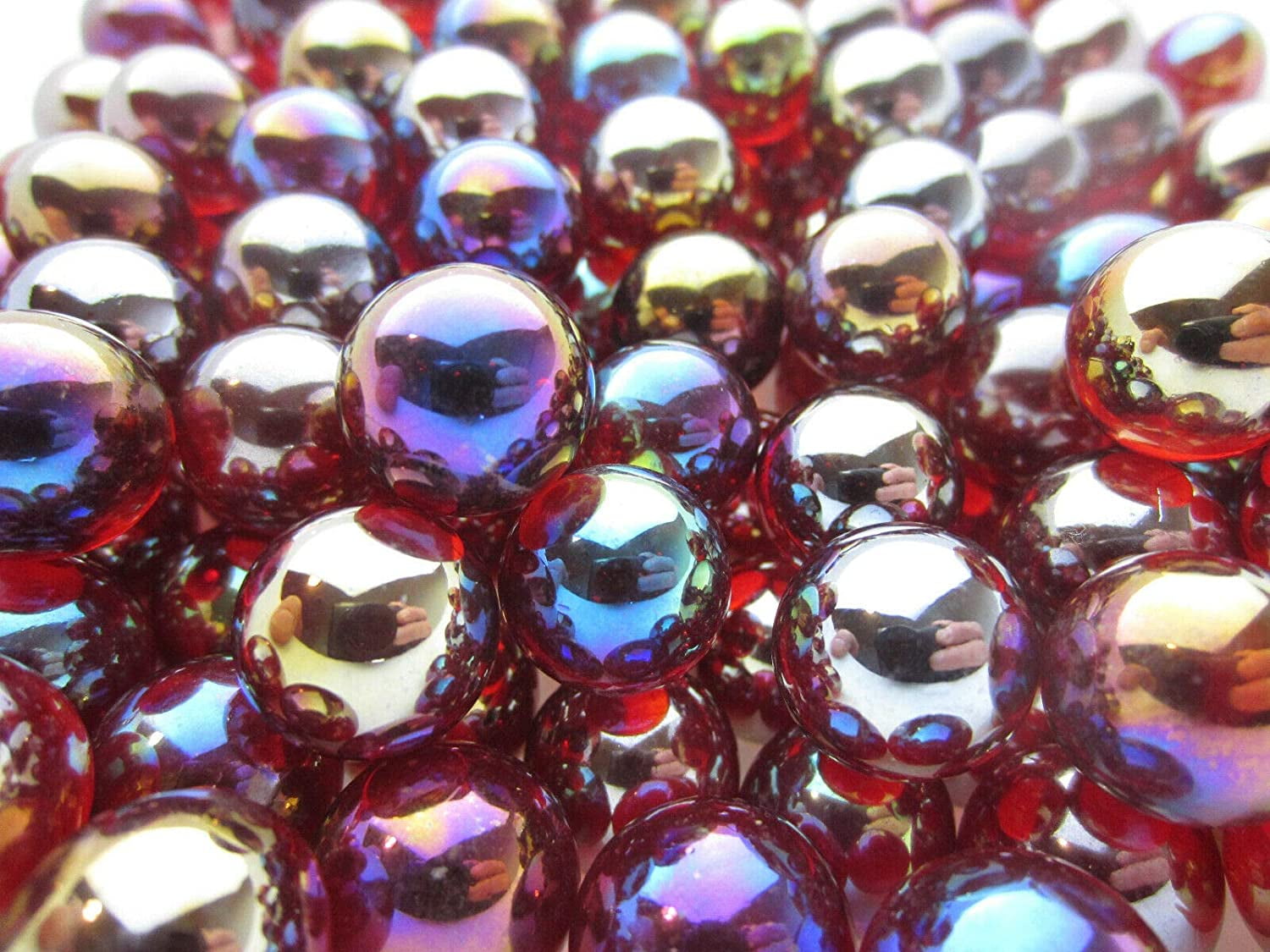 25 Vase Decorative Colored 14mm Glass Marbles, Lustered Ruby Red ...