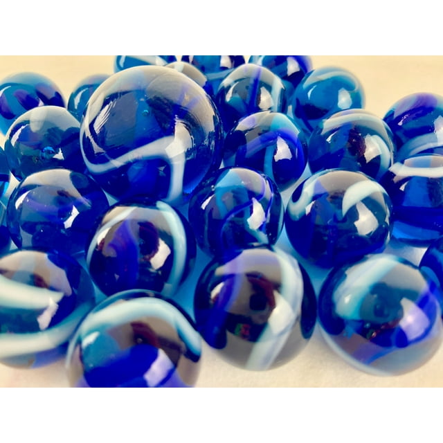 25 Glass Marbles Blue Jay Toy Game Pack (24 Player, 1 Shooter ...