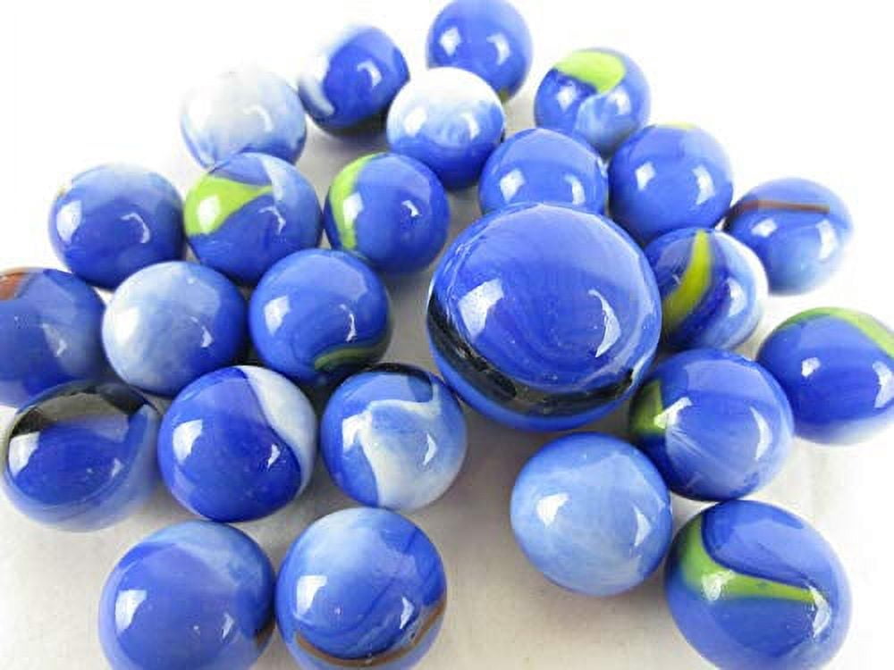 25 Glass Marbles Dolphin Blue Toy Game Pack (24 Player, 1 Shooter ...