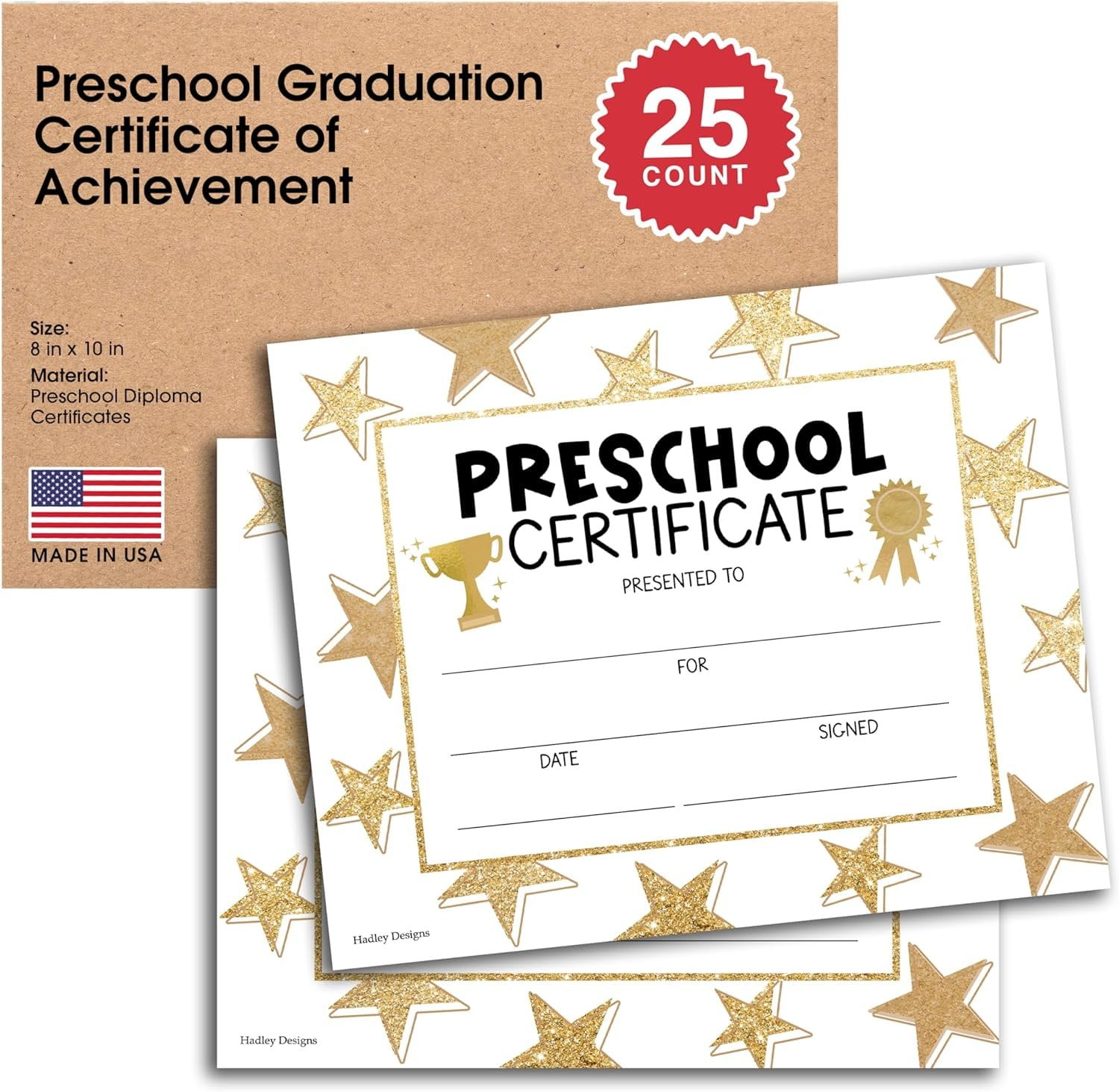 25 Gold Star Preschool Graduation Certificates - Prek Diploma ...