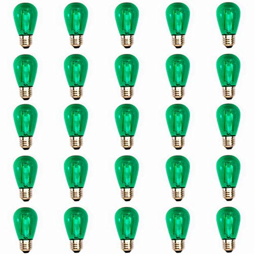 25 Green S14 LED Filament Bulbs - Patio String Light Replacement Bulbs ...