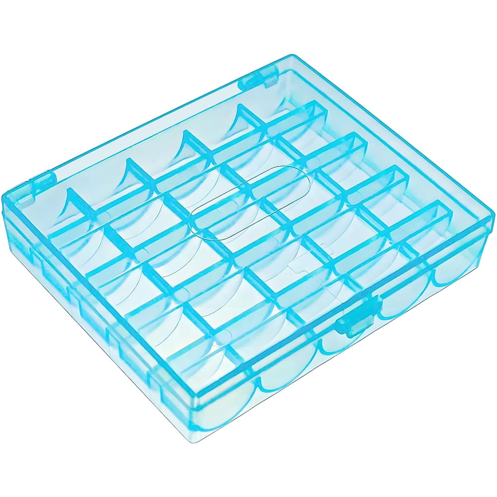 25 Grid Blue Clear Empty Bobbins Storage Box Plastic Bobbins Spool ...