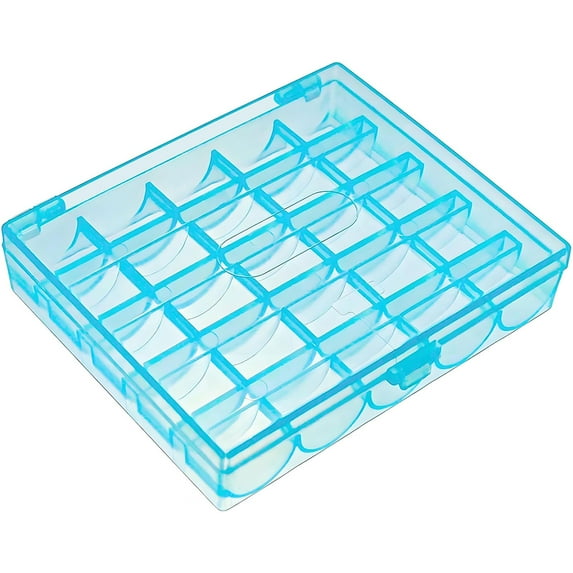 25 Grid Blue Clear Empty Bobbins Storage Box Plastic Bobbins Spool ...