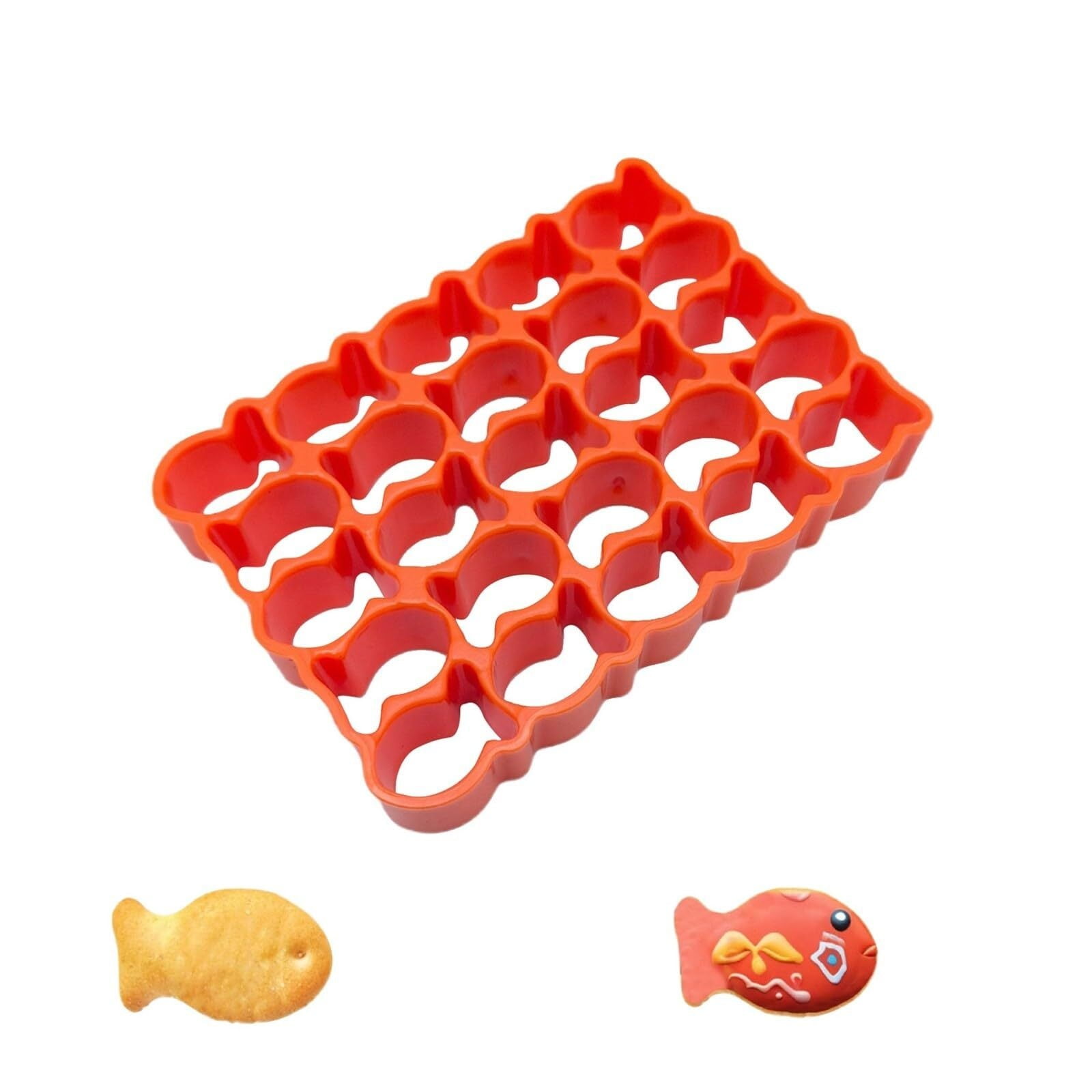 25 Grid Cavity Goldfish Cracker Cutter Mini Fish Biscuit Cutter Plastic ...