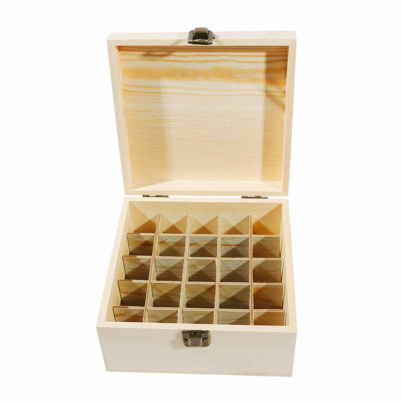 25 Grid Essential Oil Carrying Case Wooden Storage Box Organizer ...