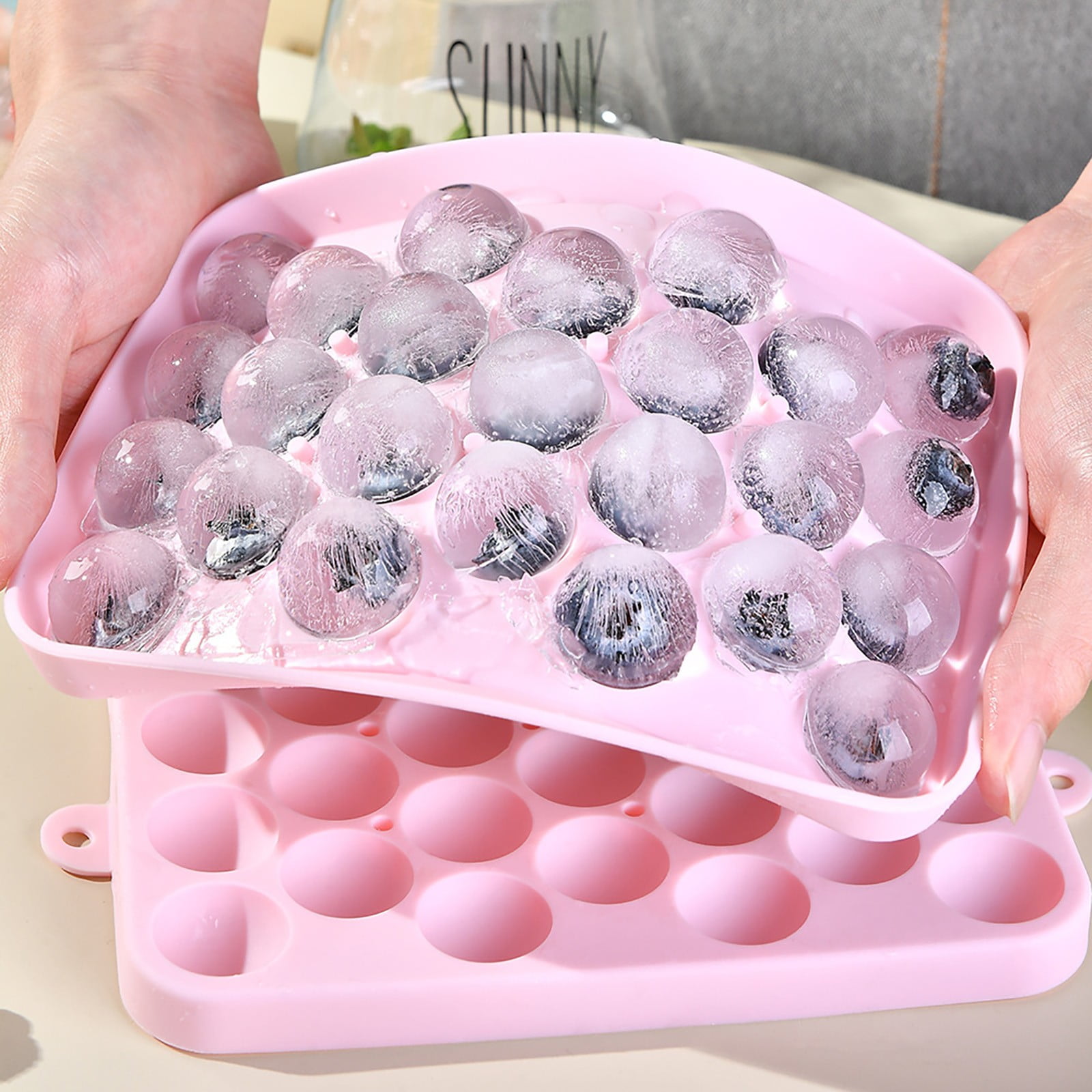 25 Grid Silicone Ice Ice Cube Tray Small Round Ice Cube Ice Box Round ...
