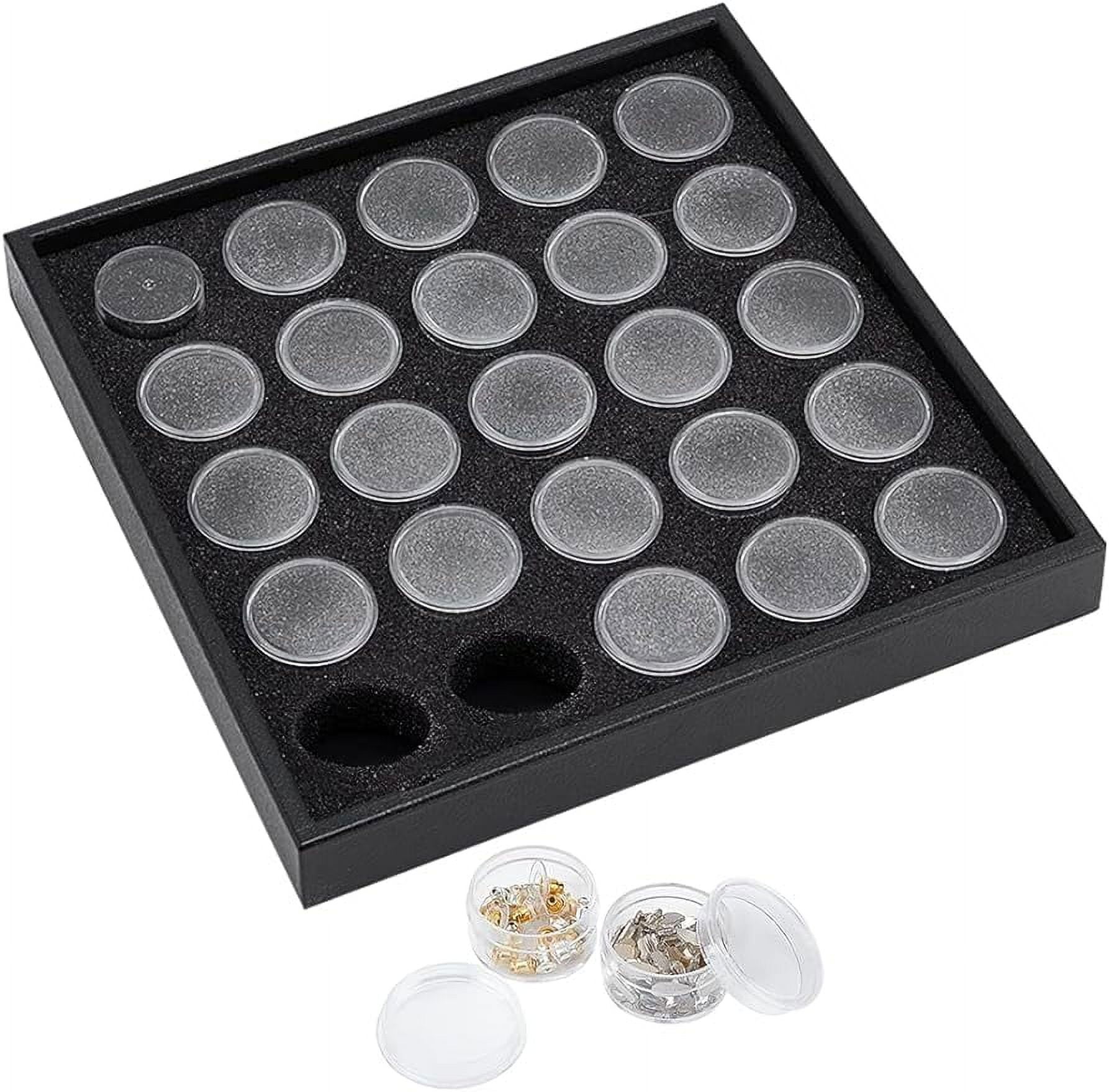 25 Grids Diamond Gemstone Display Round Storage Box Clear Small Plastic ...