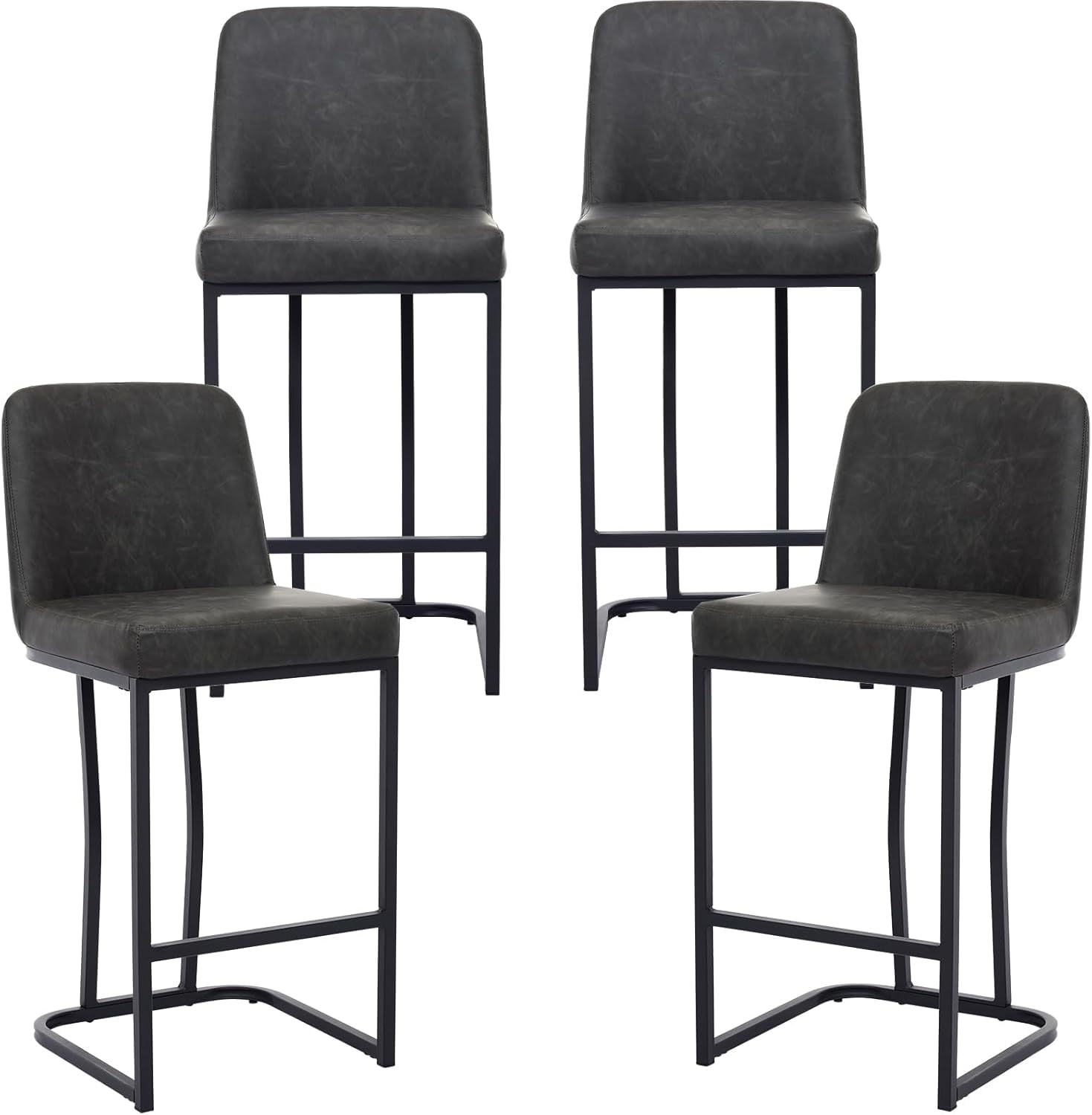 25''H Counter Height Bar Stools Set of 4, Modern Pu Leather Counter ...