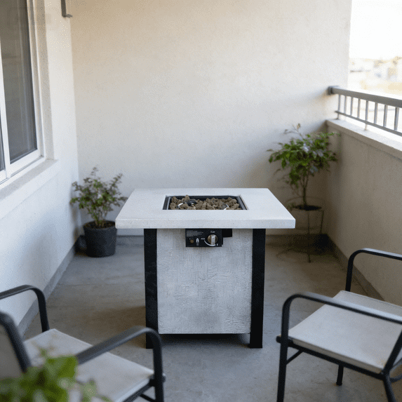 25" H Small Patio Propane Gas Fire Pit Table - 50,000 BTU Charcoal ...