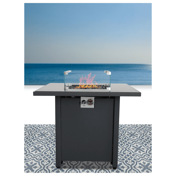 25" H x 30" W Steel Outdoor Table with Lid Gray + Garden & Outdoor ...