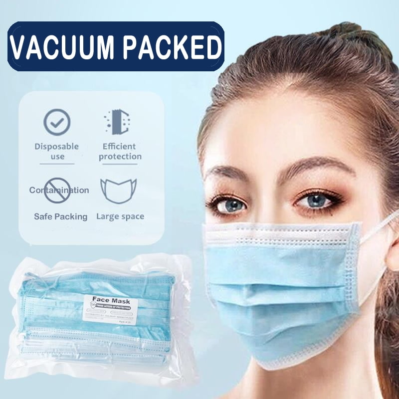 25 HEALCITY® Single-Use Face Masks / Facial Covers, VACUUM SEALED to ...