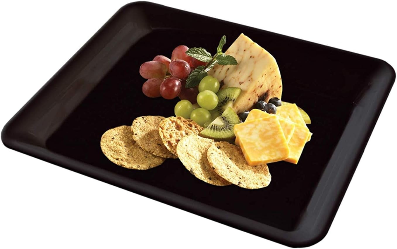 25 Heavy Duty Disposable Plastic Serving Tray 10" x 14" Black Tray ...