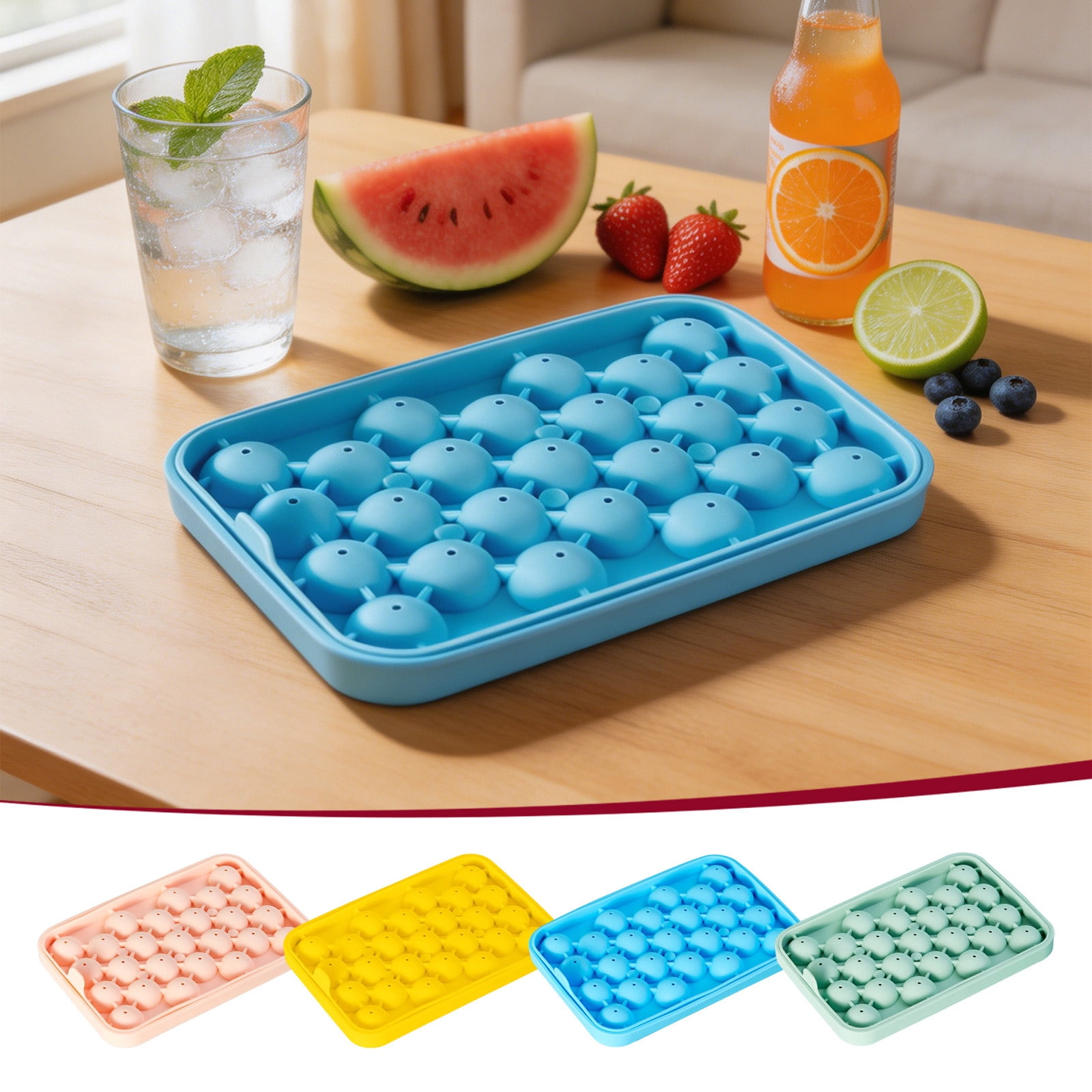 25-Hole Round Silicone Ice Moulds for Summer Use, Flexible Ice Box ...