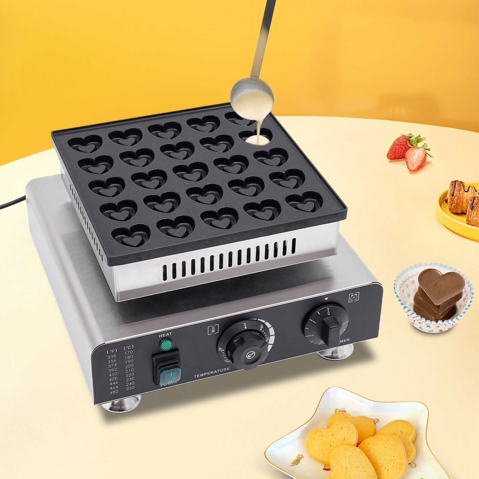 25 Holes Commercial Mini Dutch Pancake Baker Nonstick Waffle Maker ...