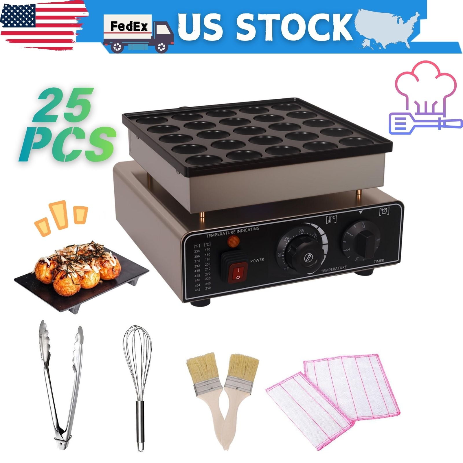 25 Holes Pancake Maker, Nonstick Baking Maker, Cupcake Maker Machine ...