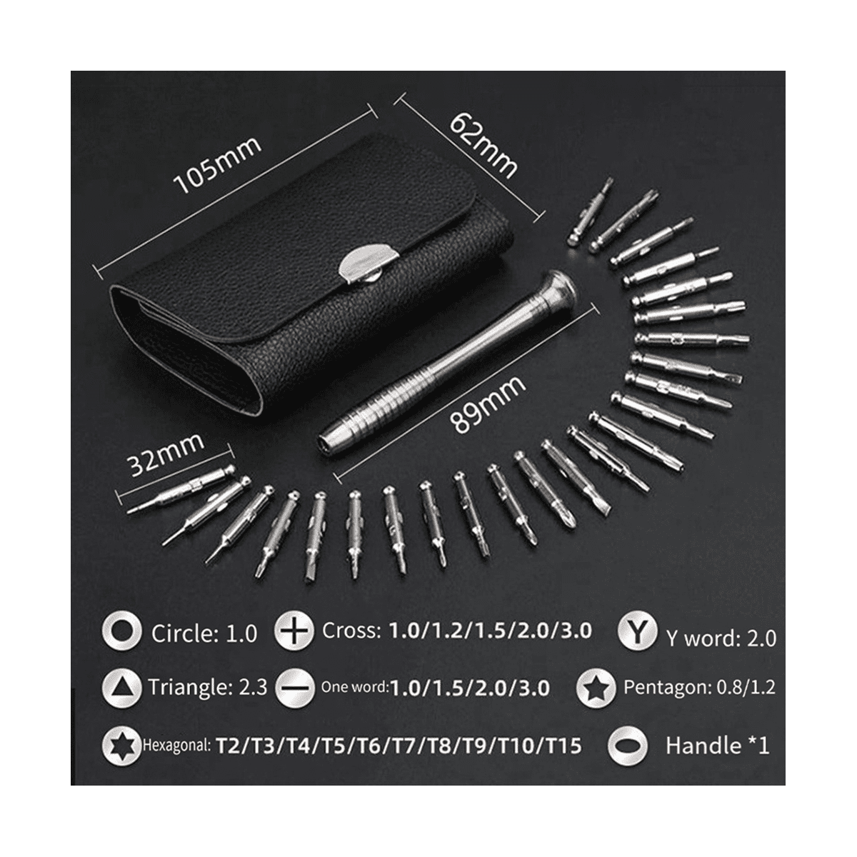 25-In-1 Multifunctional Leather Case Manual Screwdriver Bit Set Mobile ...