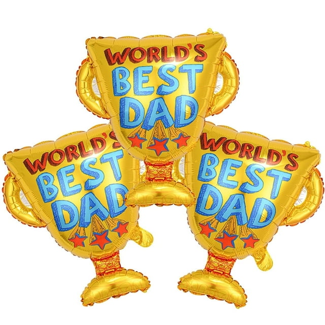 25 Inch Best Dad Balloons Trophy Foil Balloons for Dad Birthday Party ...