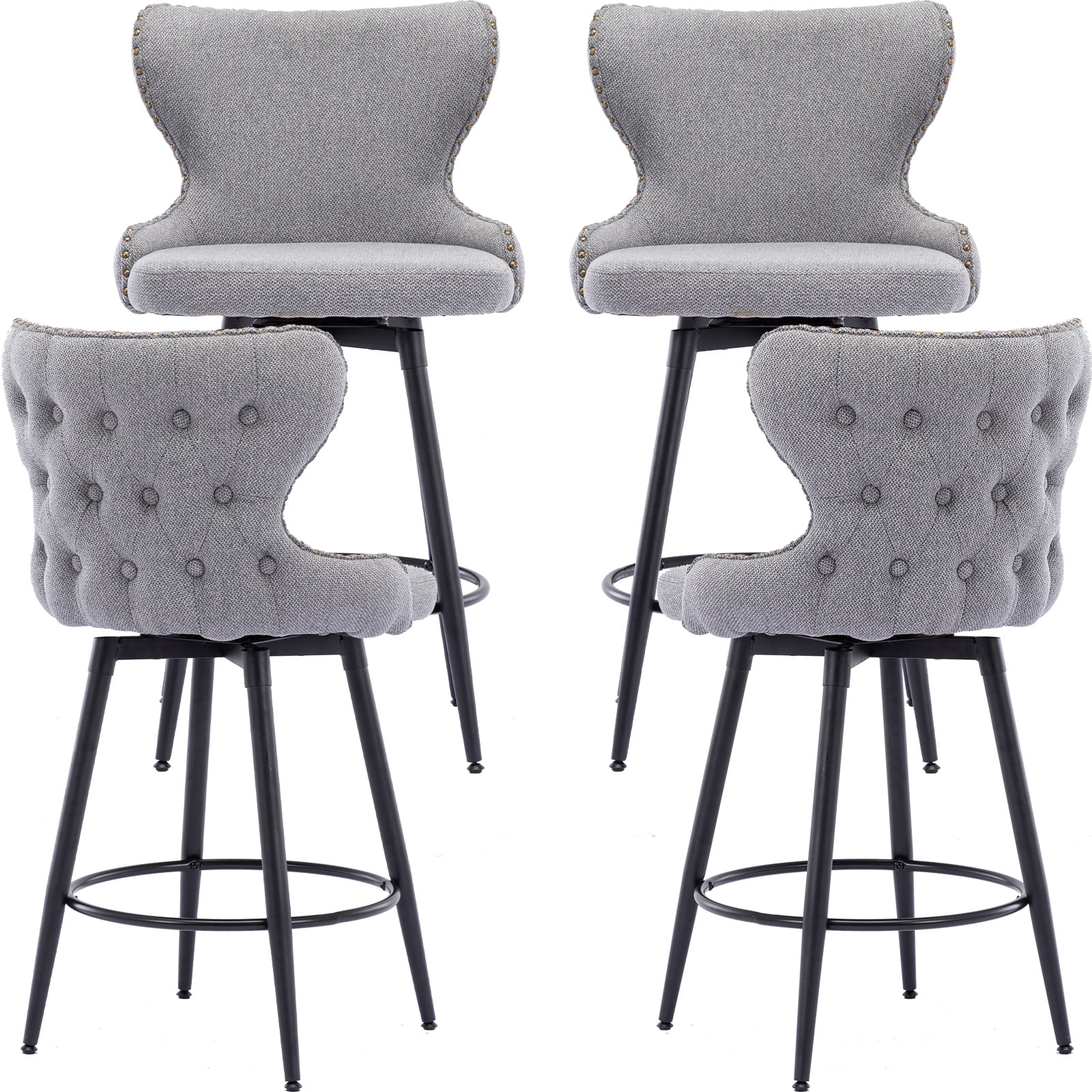 25 Inch Counter Height Bar Stools Set of 4,180°Self-Righting Modern ...