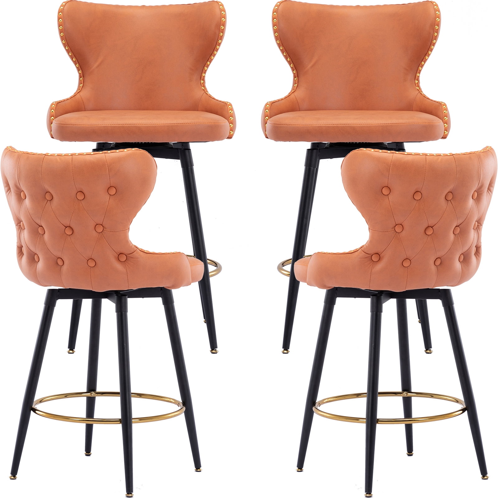 25 Inch Counter Height Bar Stools Set of 4,180°Self-Righting Modern ...