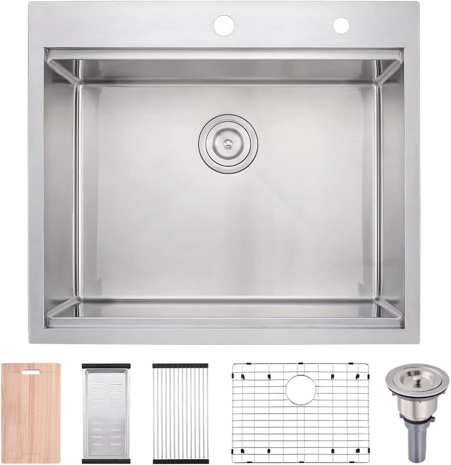 25 Inch Drop In Kitchen Sink Workstation - 25x22 Topmount Drop In ...