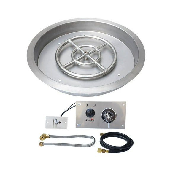 25 Inch Drop-in Round Natural Gas Fire Pit Kit with Spark Ignition,304 ...