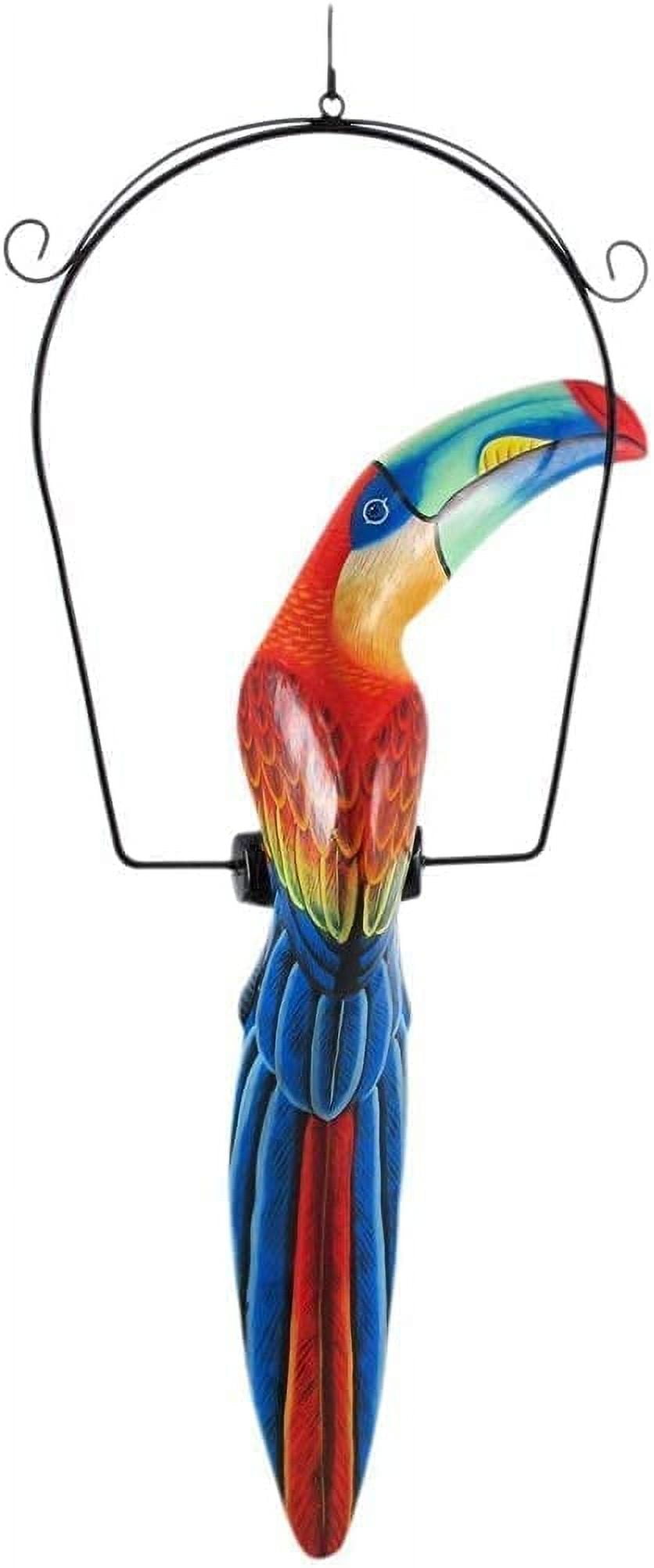 25" Inch Hand Painted Wooden Toucan Bird Hanging Statue RED Blue ...