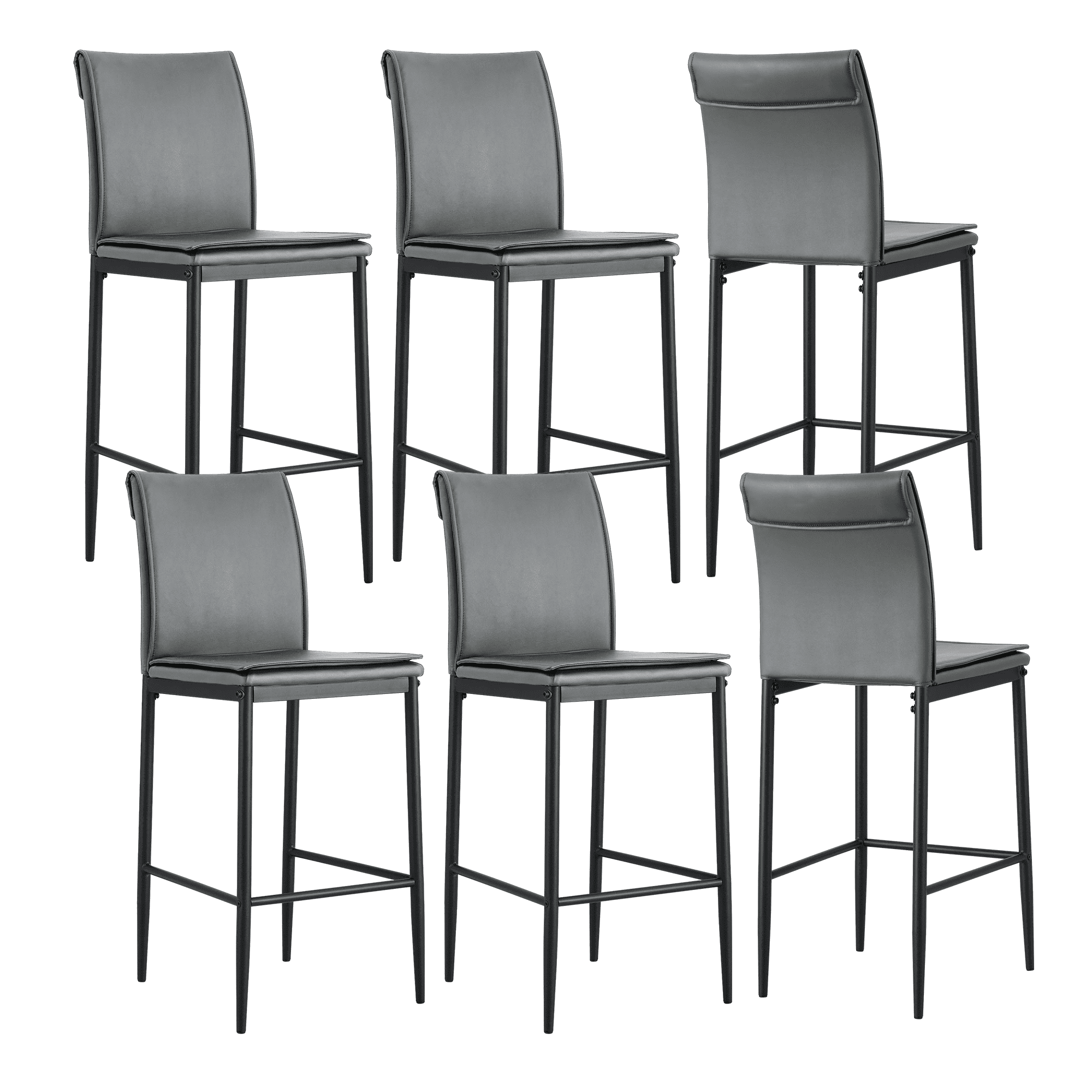 25 Inch Leather Counter Height Chair, Dining Chair with Black Metal ...