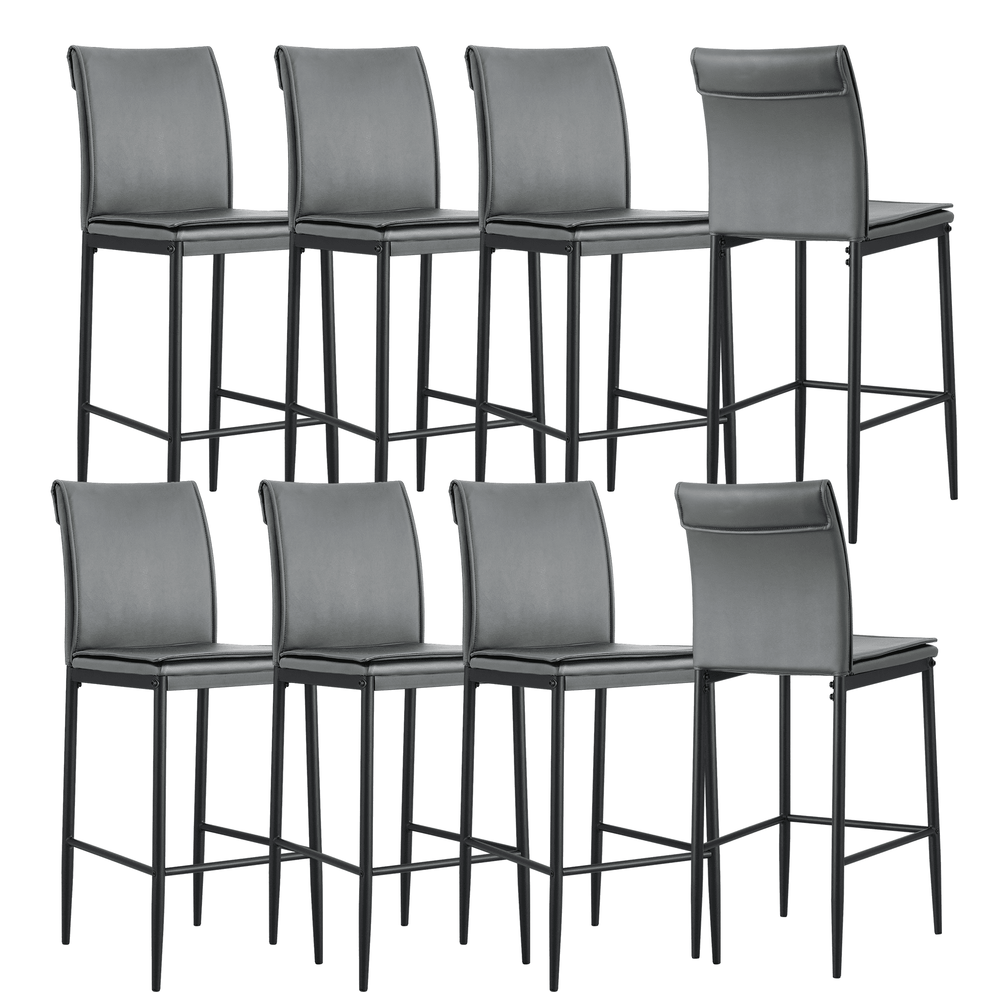 25 Inch Leather Counter Height Chair, Dining Chair with Black Metal ...