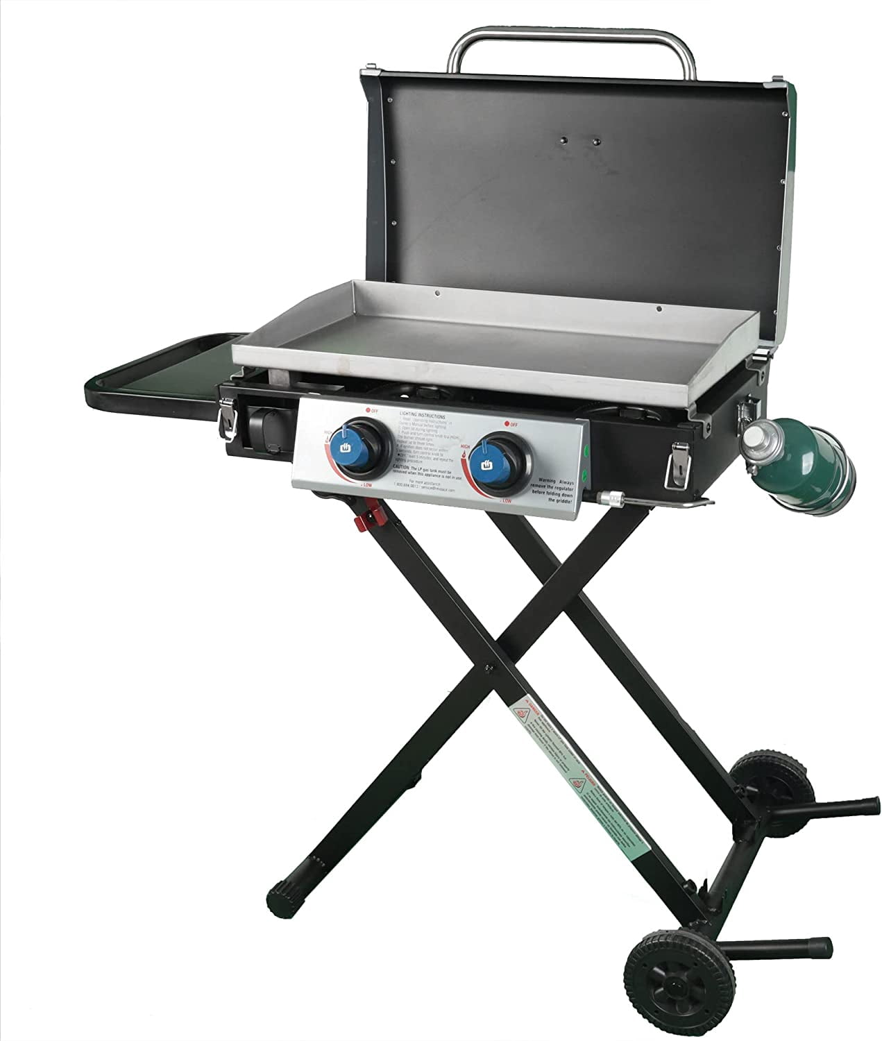 25 Inch Outdoor 2 Burner Portable LP Propane Gas Grill Griddle with Top ...