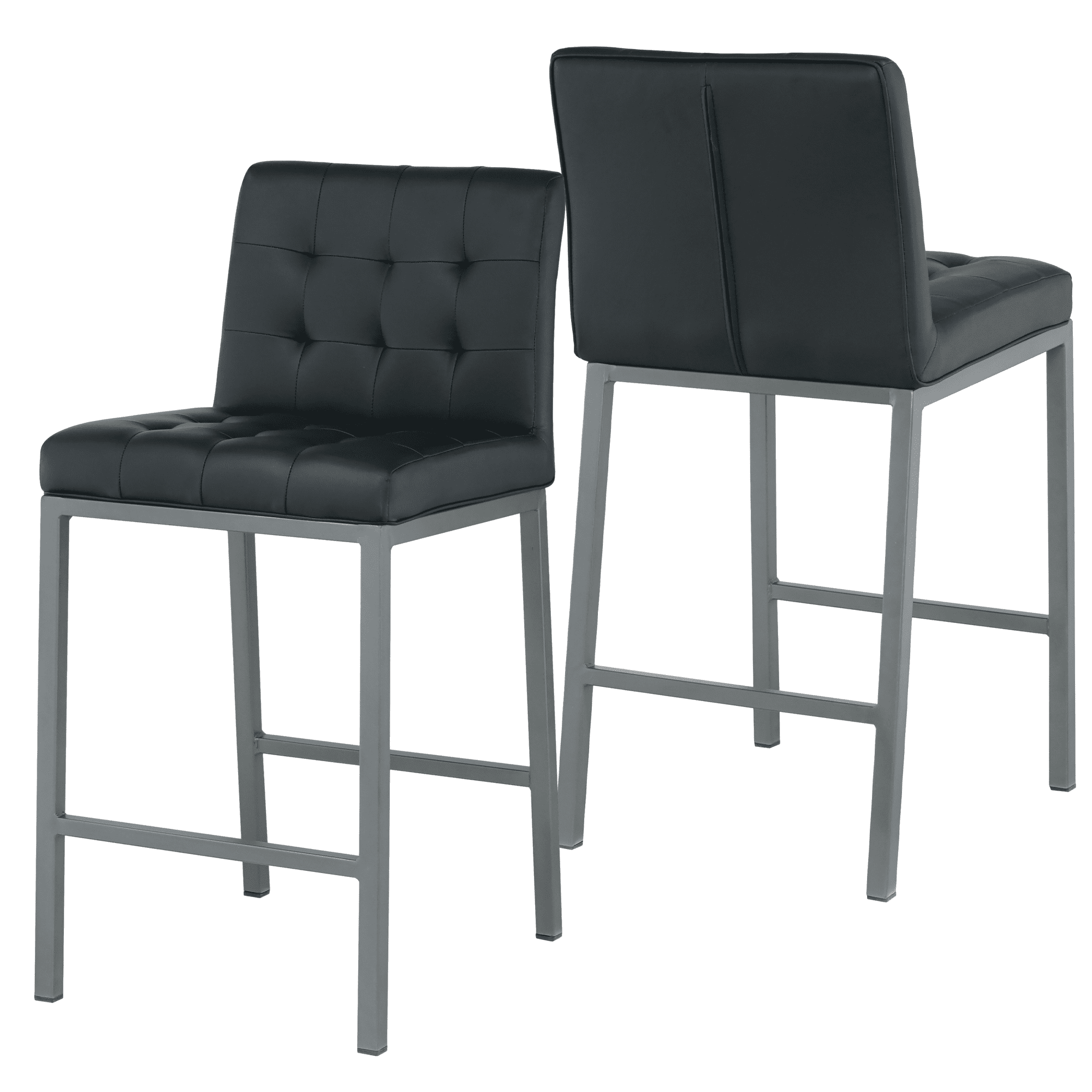 25 Inch PU Kitchen Counter Chair, Dining Chair with Grey Metal Legs ...