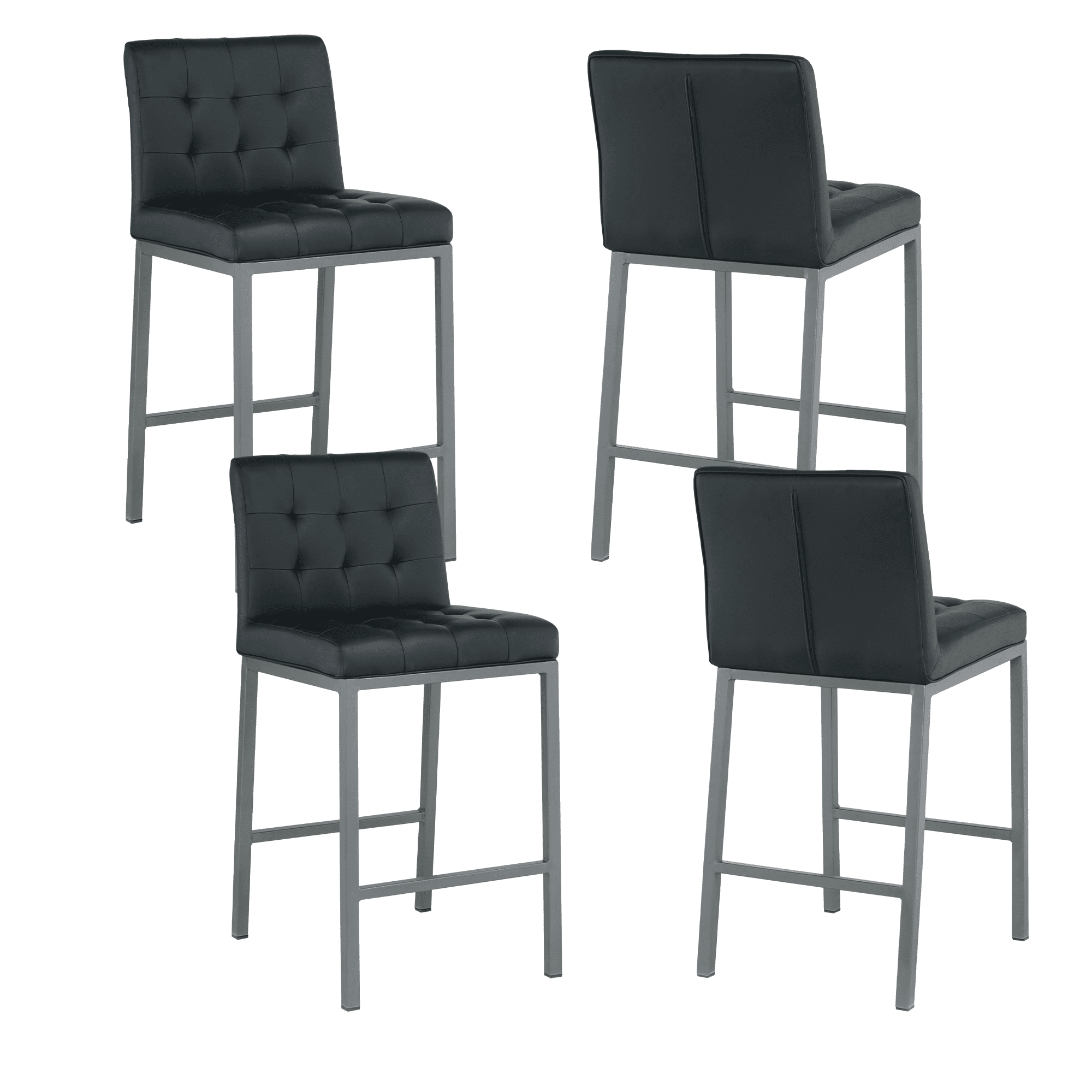 25 Inch PU Kitchen Counter Chair, Dining Chair with Grey Metal Legs ...