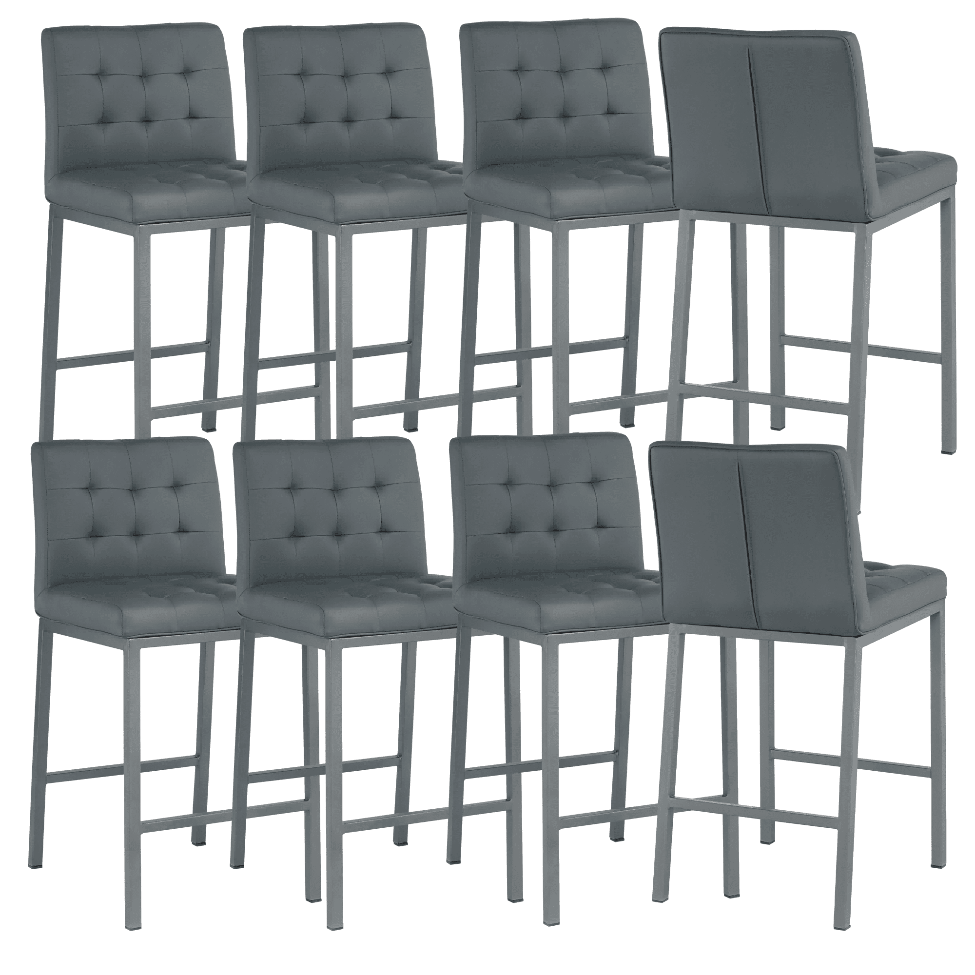 25 Inch PU Kitchen Counter Chair, Dining Chair with Grey Metal Legs ...