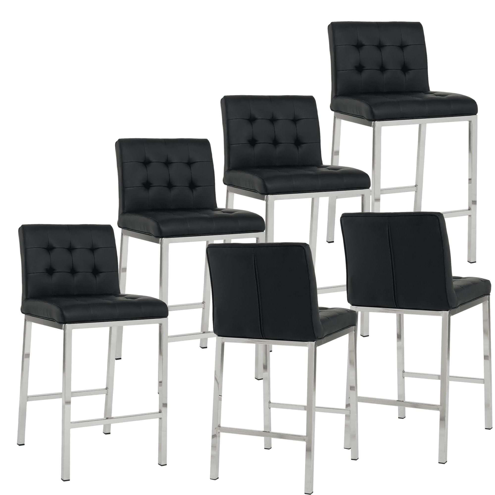 25 Inch PU Kitchen Counter Chair, Dining Chair with Silver Metal Legs ...