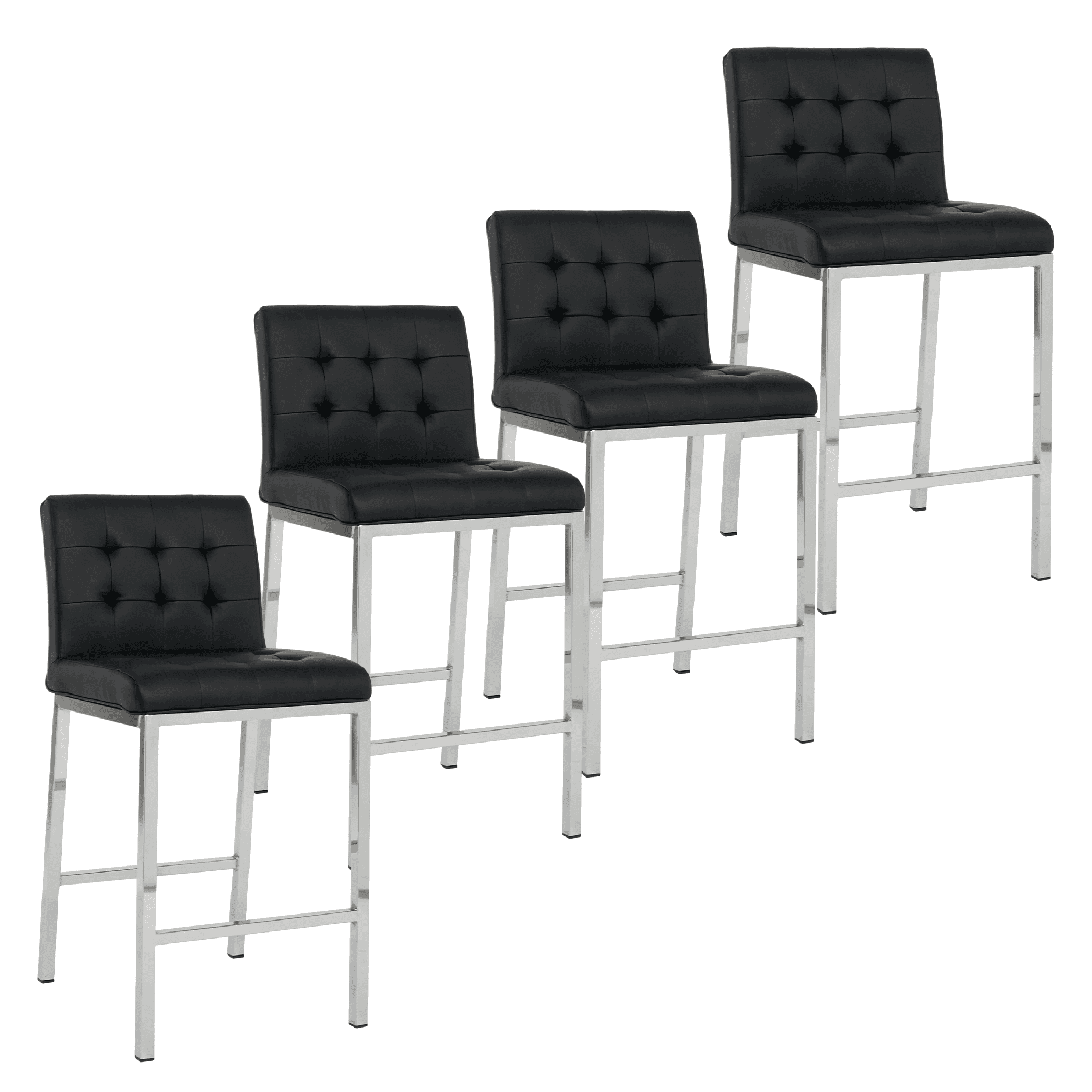 25 Inch PU Kitchen Counter Chair, Dining Chair with Silver Metal Legs ...