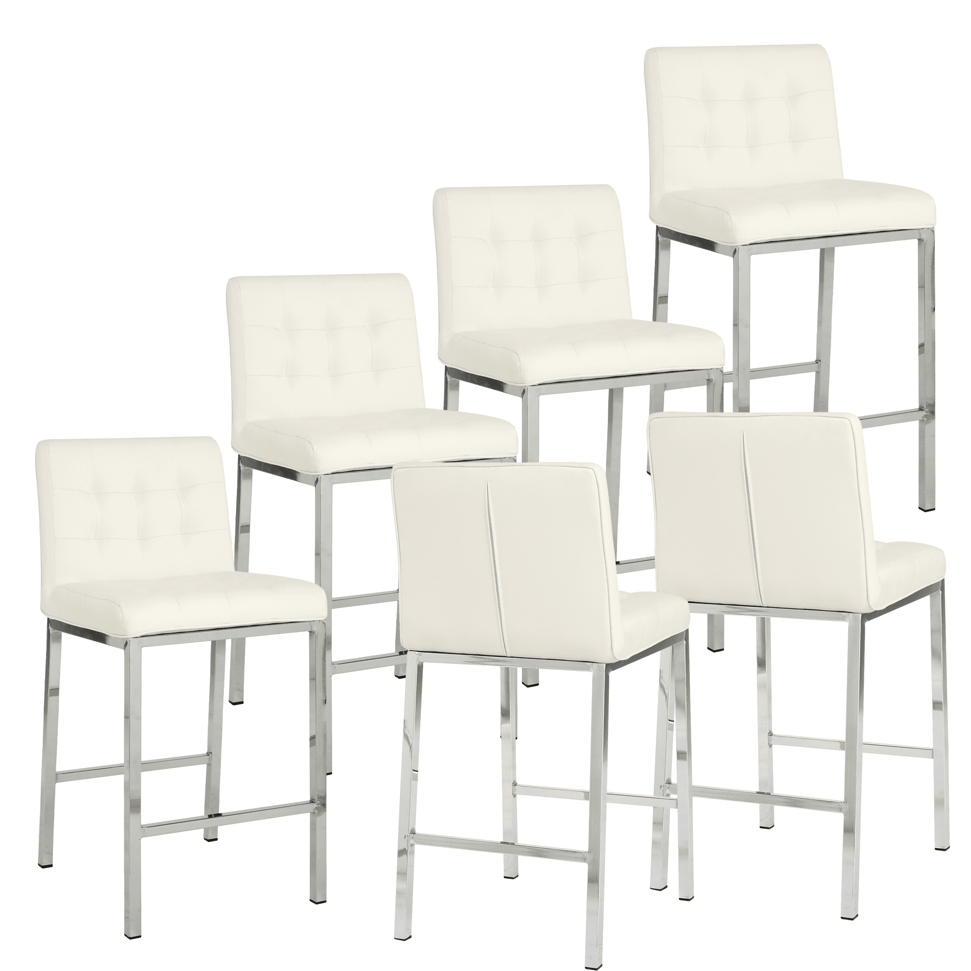 25 Inch PU Kitchen Counter Chair, Dining Chair with Silver Metal Legs ...