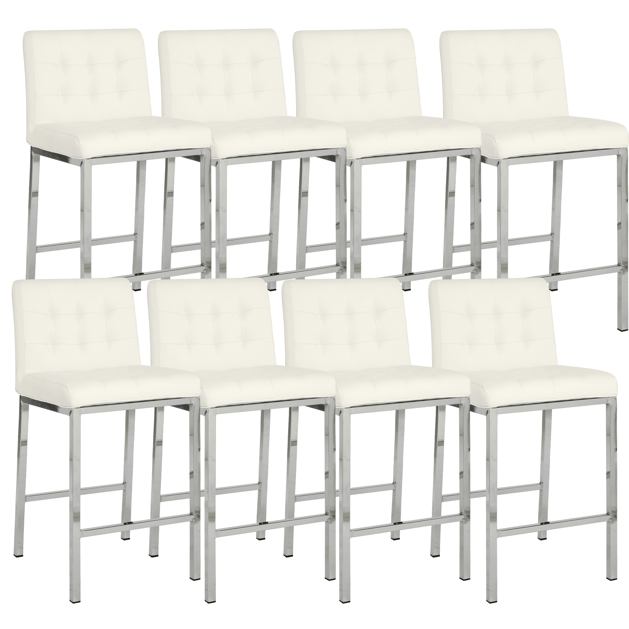 25 Inch PU Kitchen Counter Chair, Dining Chair with Silver Metal Legs ...