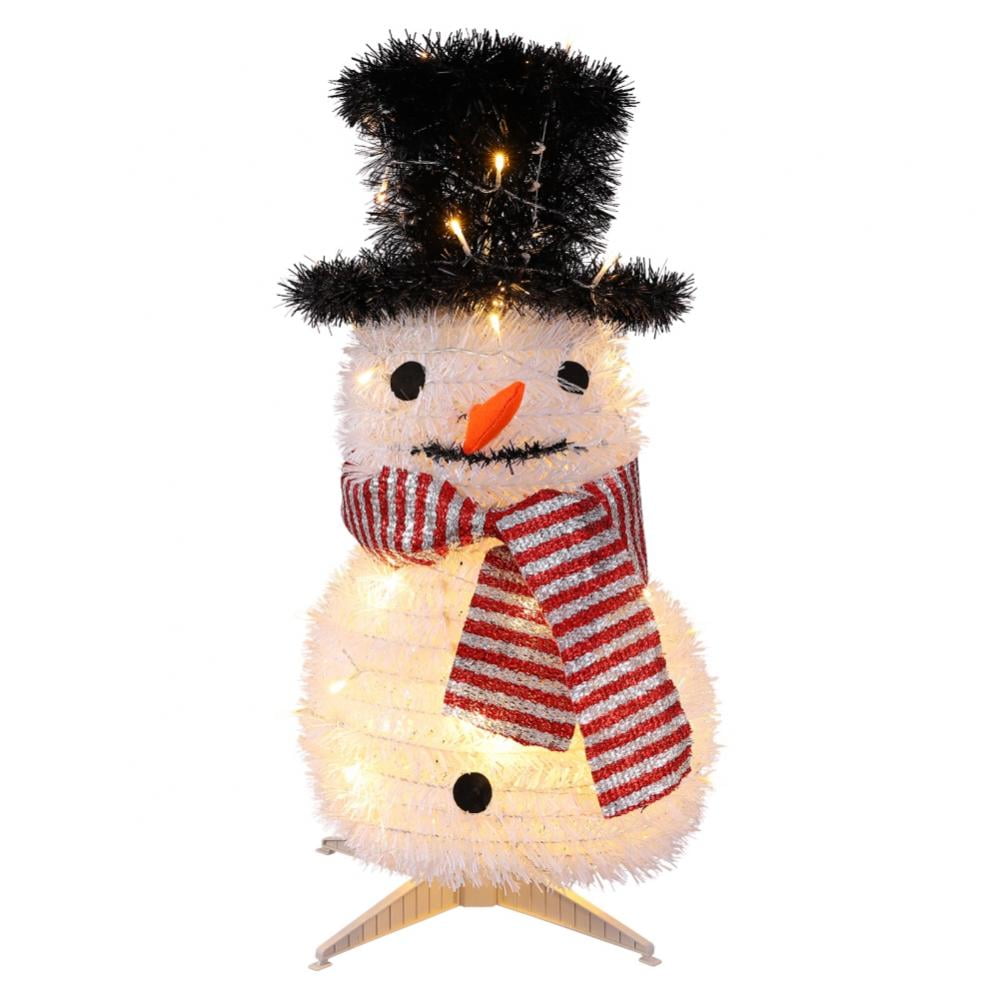 25 Inch Pre Lit Light Up Snowman Lights Christmas Collapsible Snowman