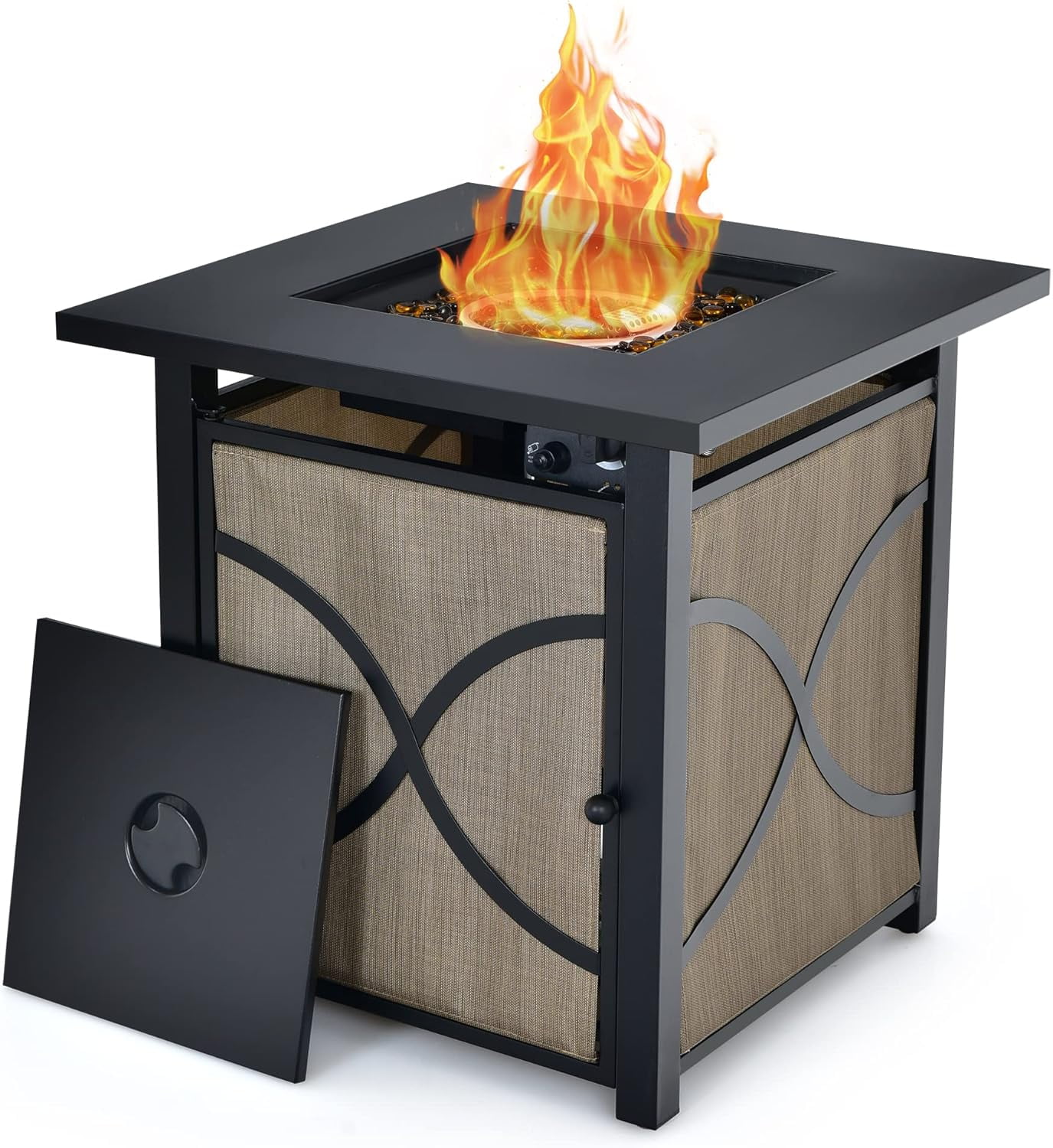 25-Inch Propane Fire Pit Table, 40000 BTU Square Gas Fire Pit Table ...