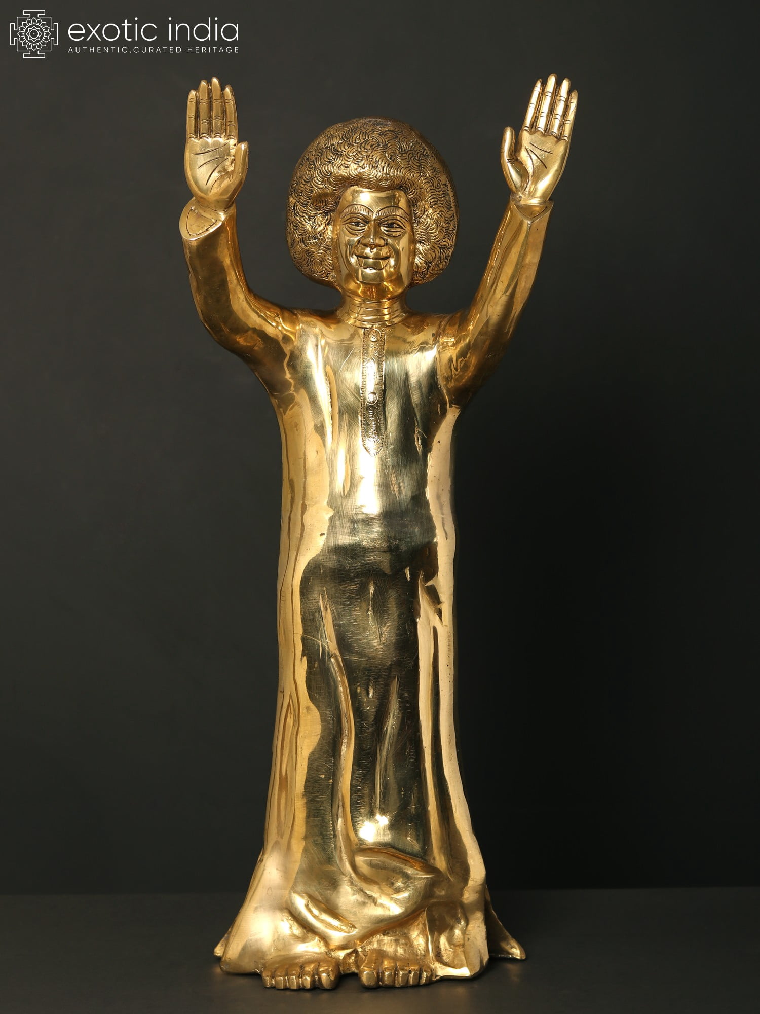 25 Inch Standing Sathya Sai Baba Brass Statue - Spiritual Master ...