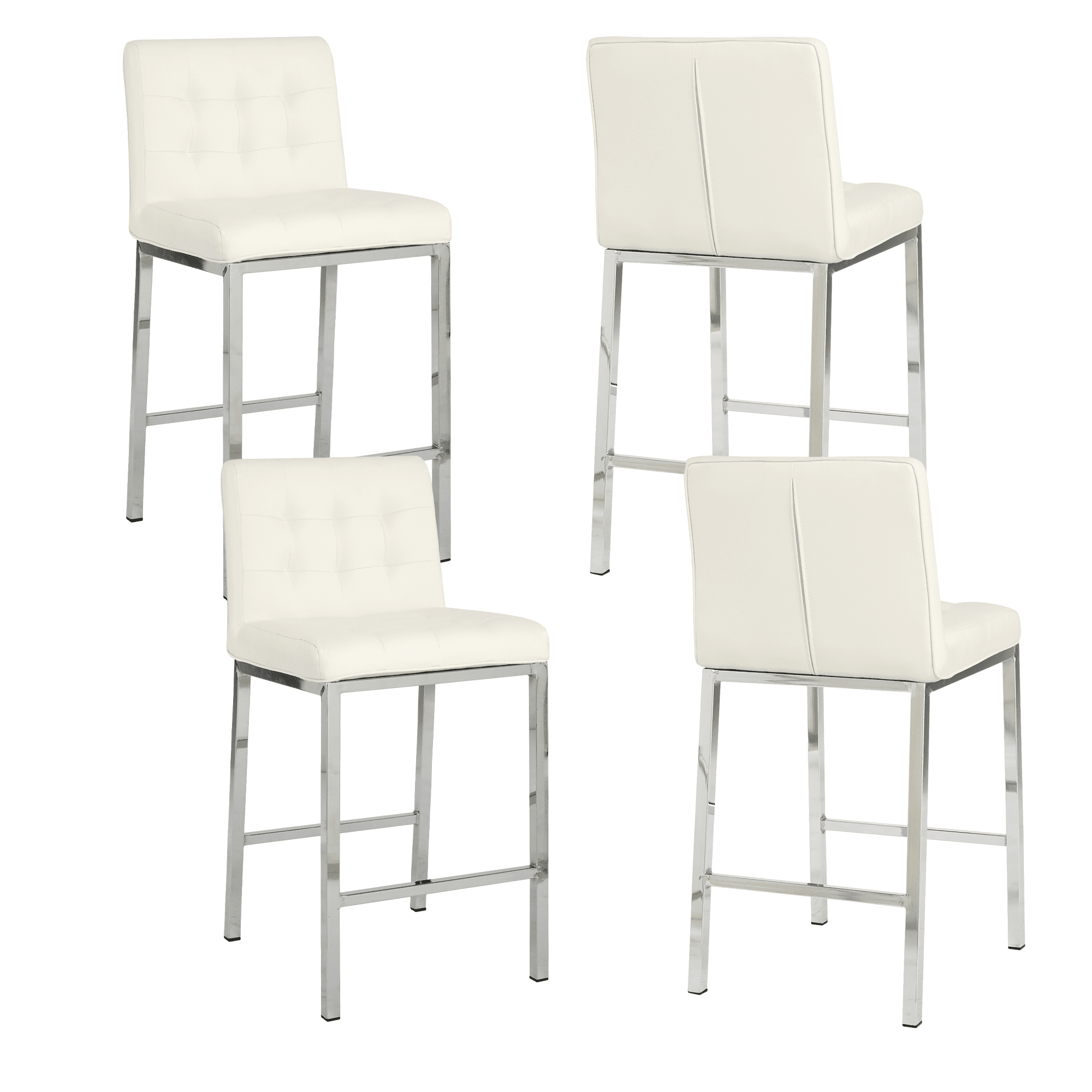 25 Inch Tufted Upholstered Dining Chair with Silver Metal Legs and Back ...
