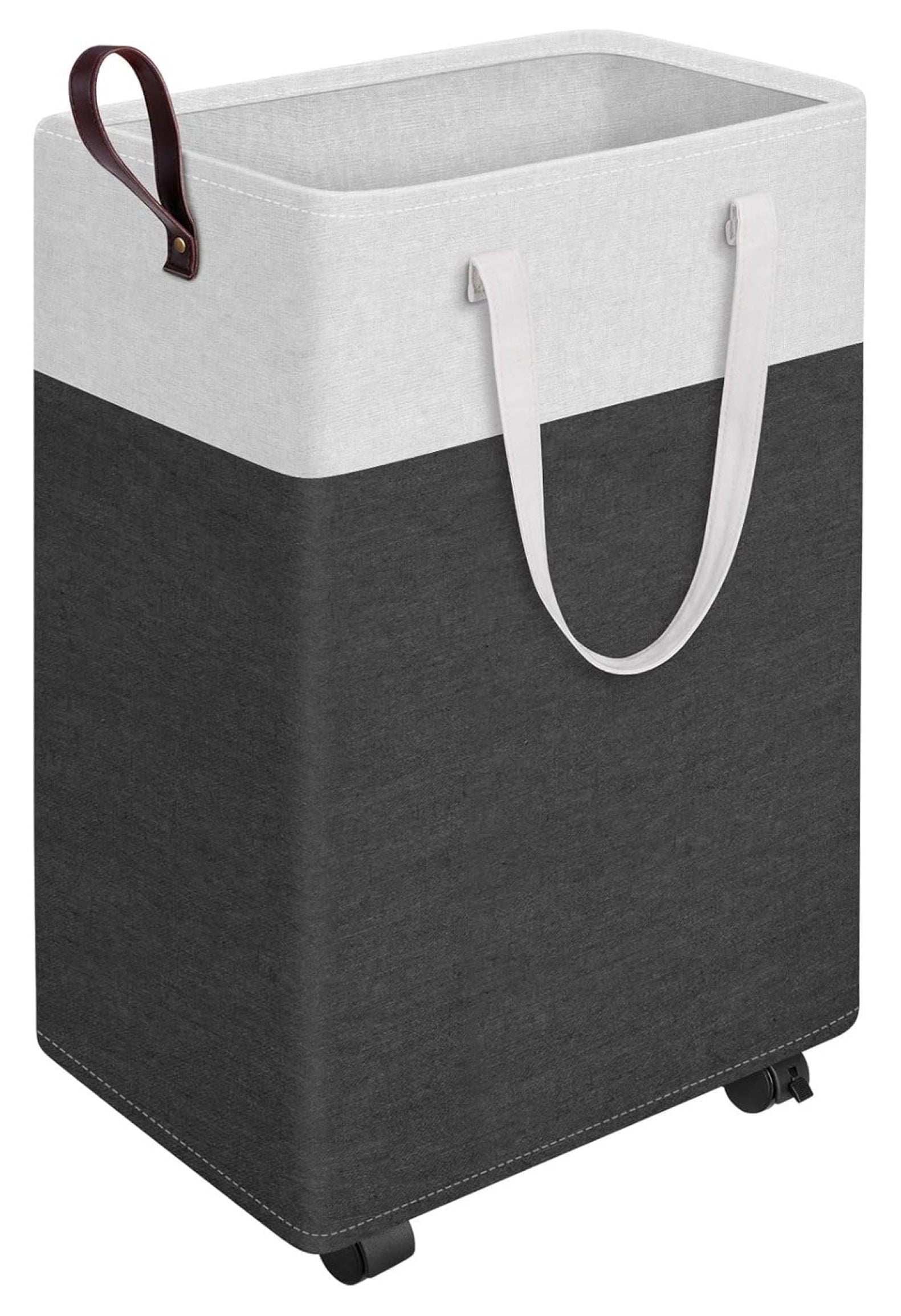 25-Inches Rolling Slim Laundry Basket on Wheels, Collapsible ...