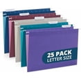 25 Jewel Tone Hanging File Folders Letter Size with Tabs, Reinforced ...
